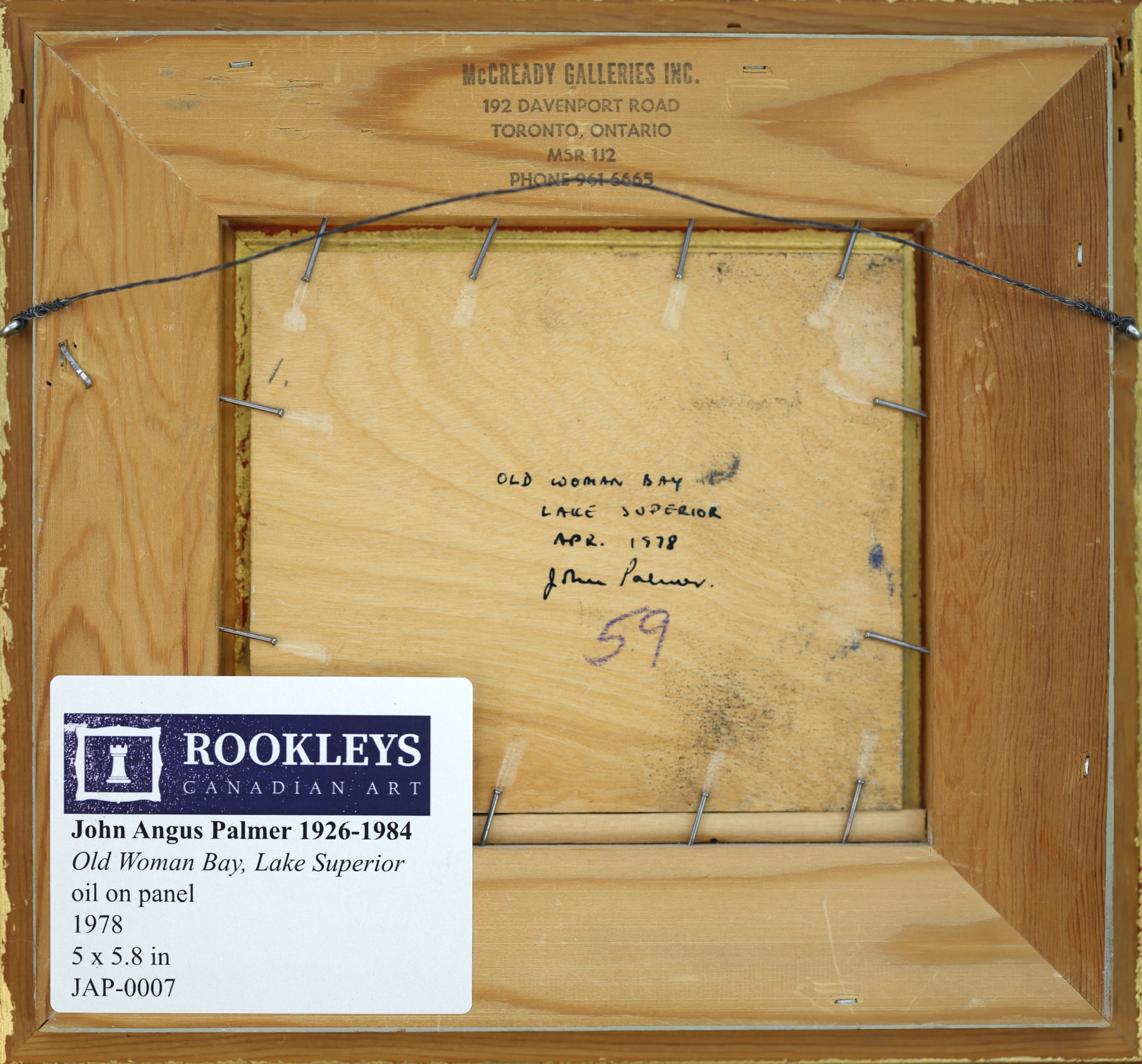 John Angus Palmer, Old Woman Bay, Lake Superior , 1978 | Rookleys