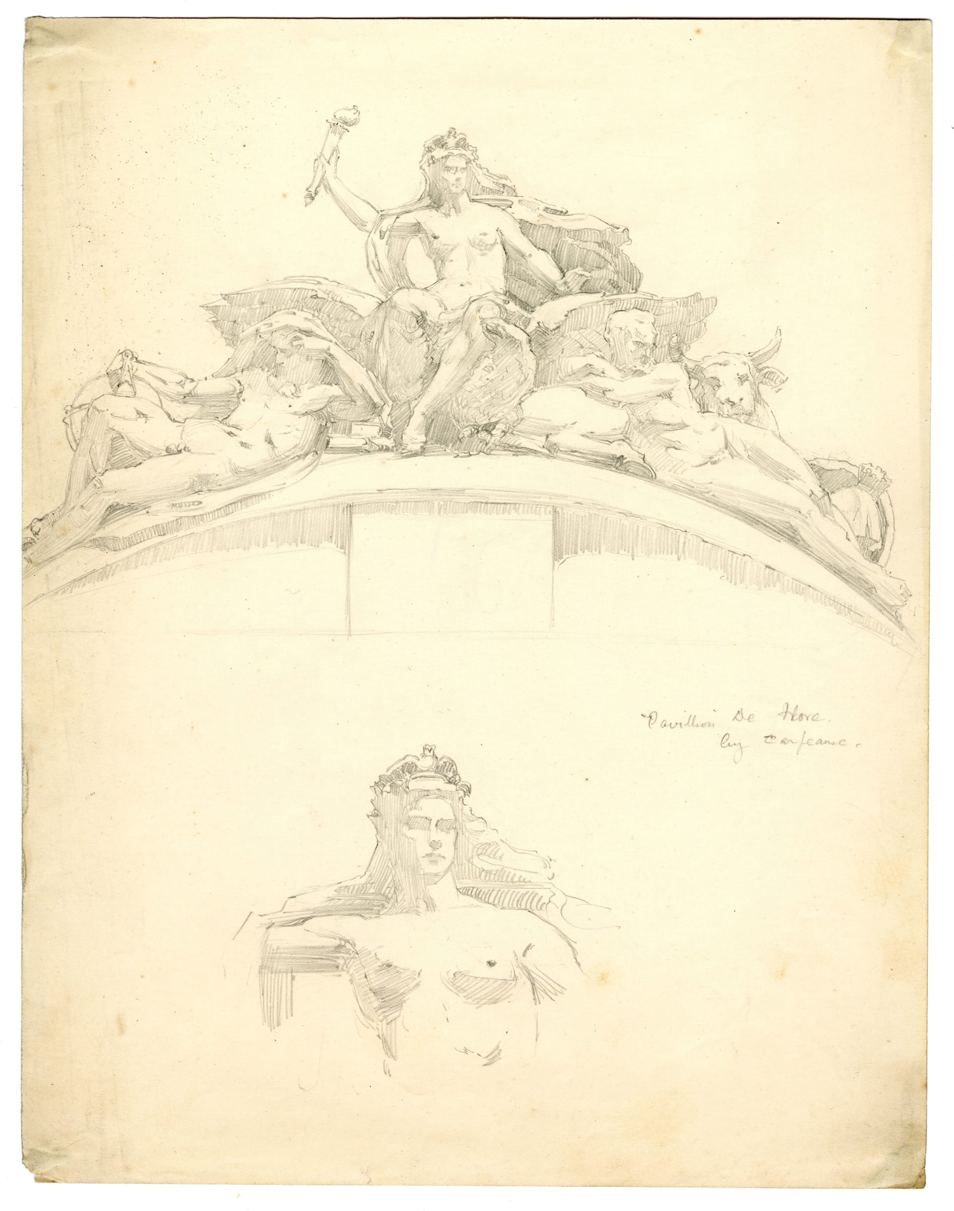 Fanindra Nath Bose ARSA, Sketch of stone bas relief Imperial France ...