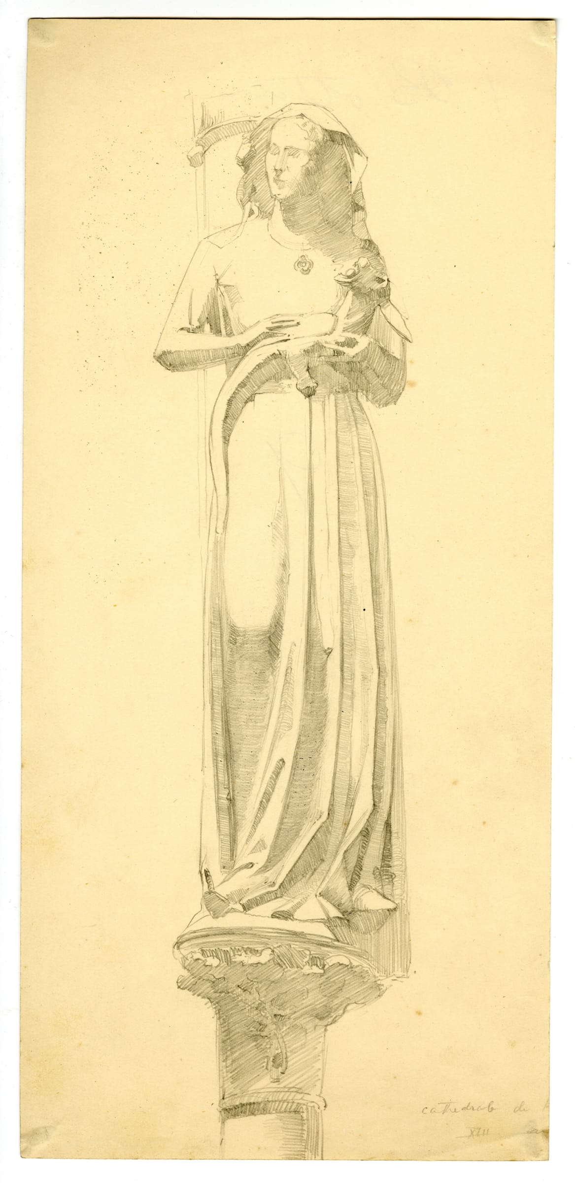 Fanindra Nath Bose ARSA, Sketch of statue of Eve and the Serpent, Reims ...