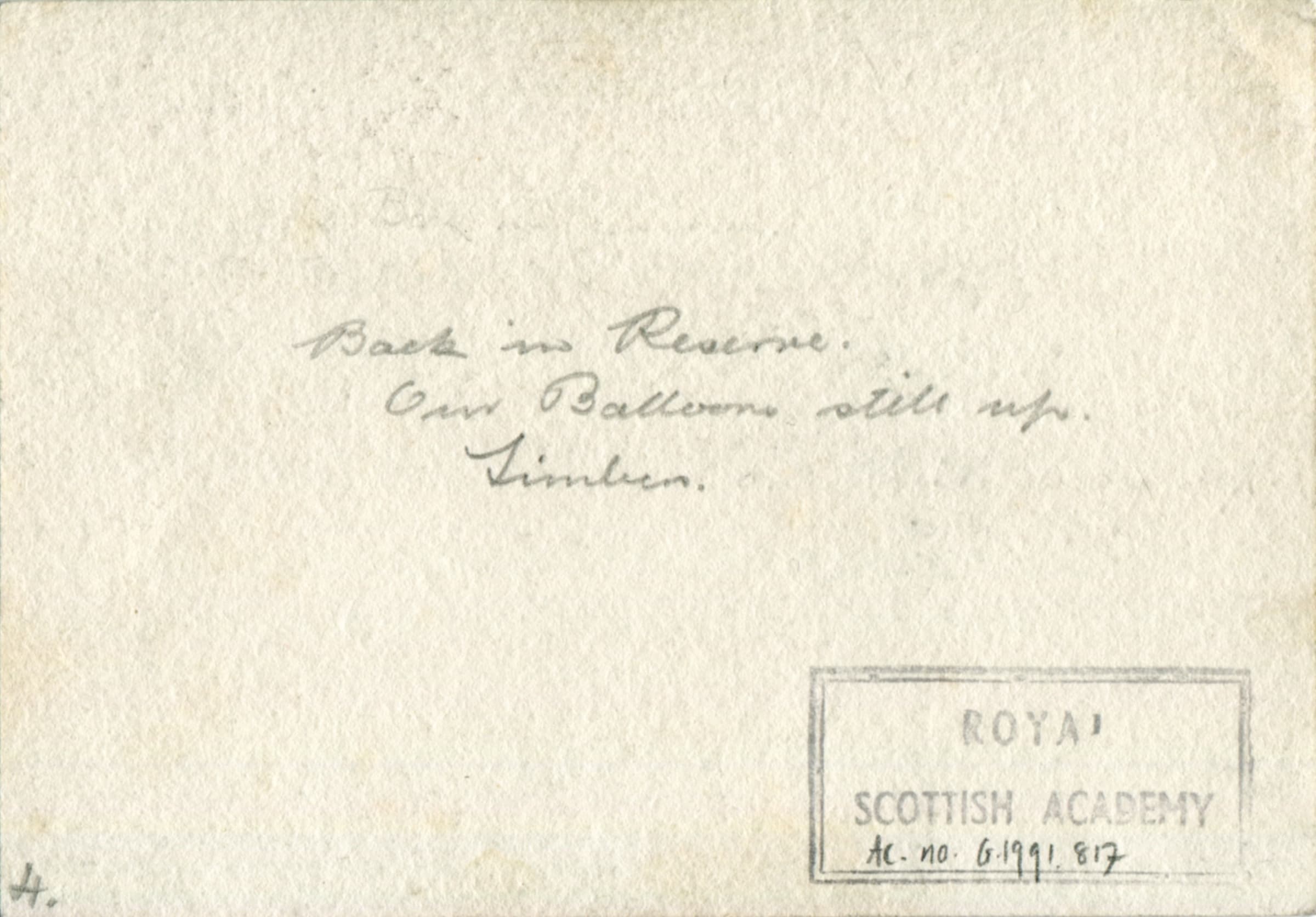 William Gillies RSA, Back in Reserve. Our Balloon's Still Up. Timbers ...