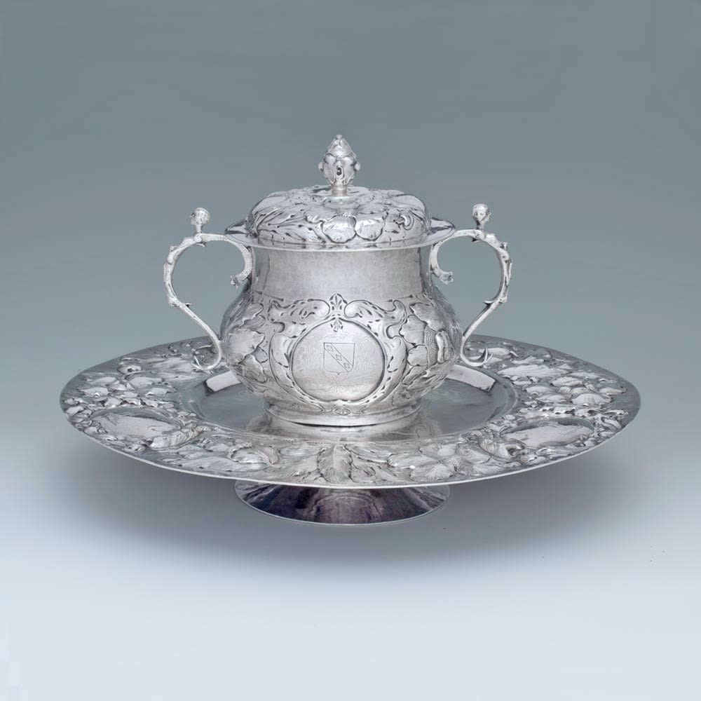John Winterton, A Charles II Antique English Silver Porringer and Stand ...