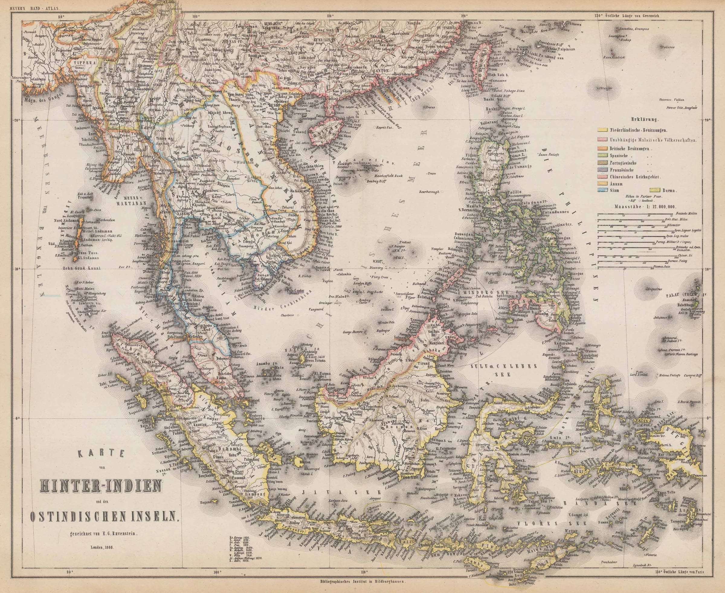 Joseph Meyer, Southeast Asia showing colonial possessions, 1868 | The ...