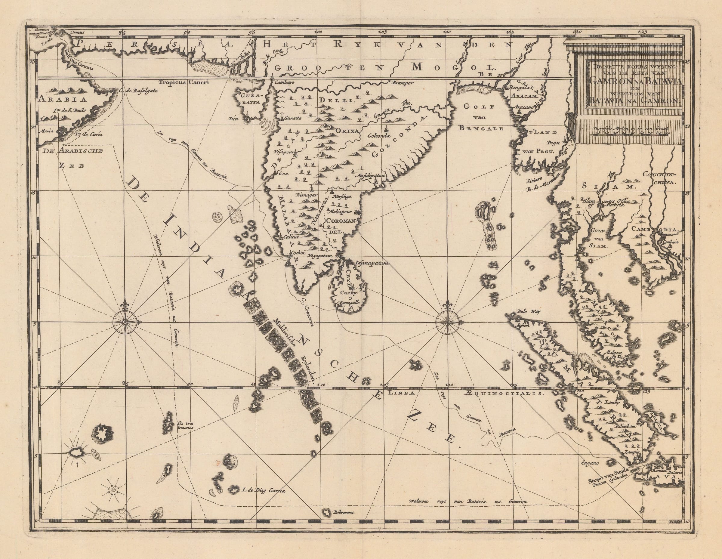 Cornelis de Bruyn, Dutch trading routes between Bandar Abbas and ...