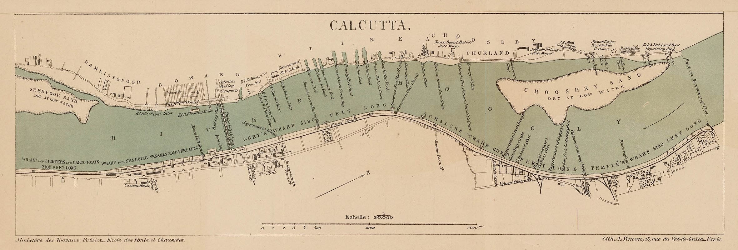 A. Simon, French port atlas map of Kolkata (Calcutta, 1880 | The Map House