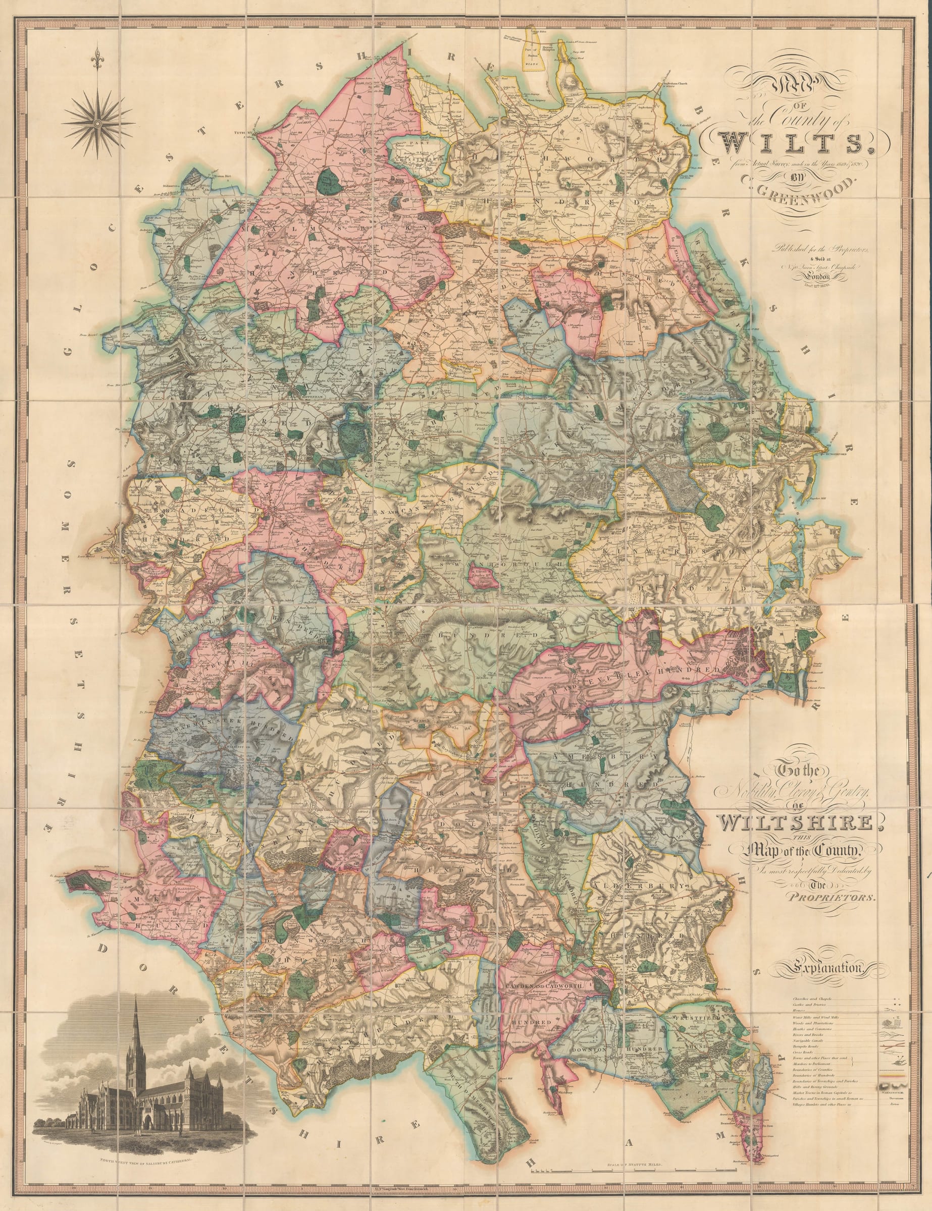 Christopher & John Greenwood, Map of the County of Wilts, from Actual ...
