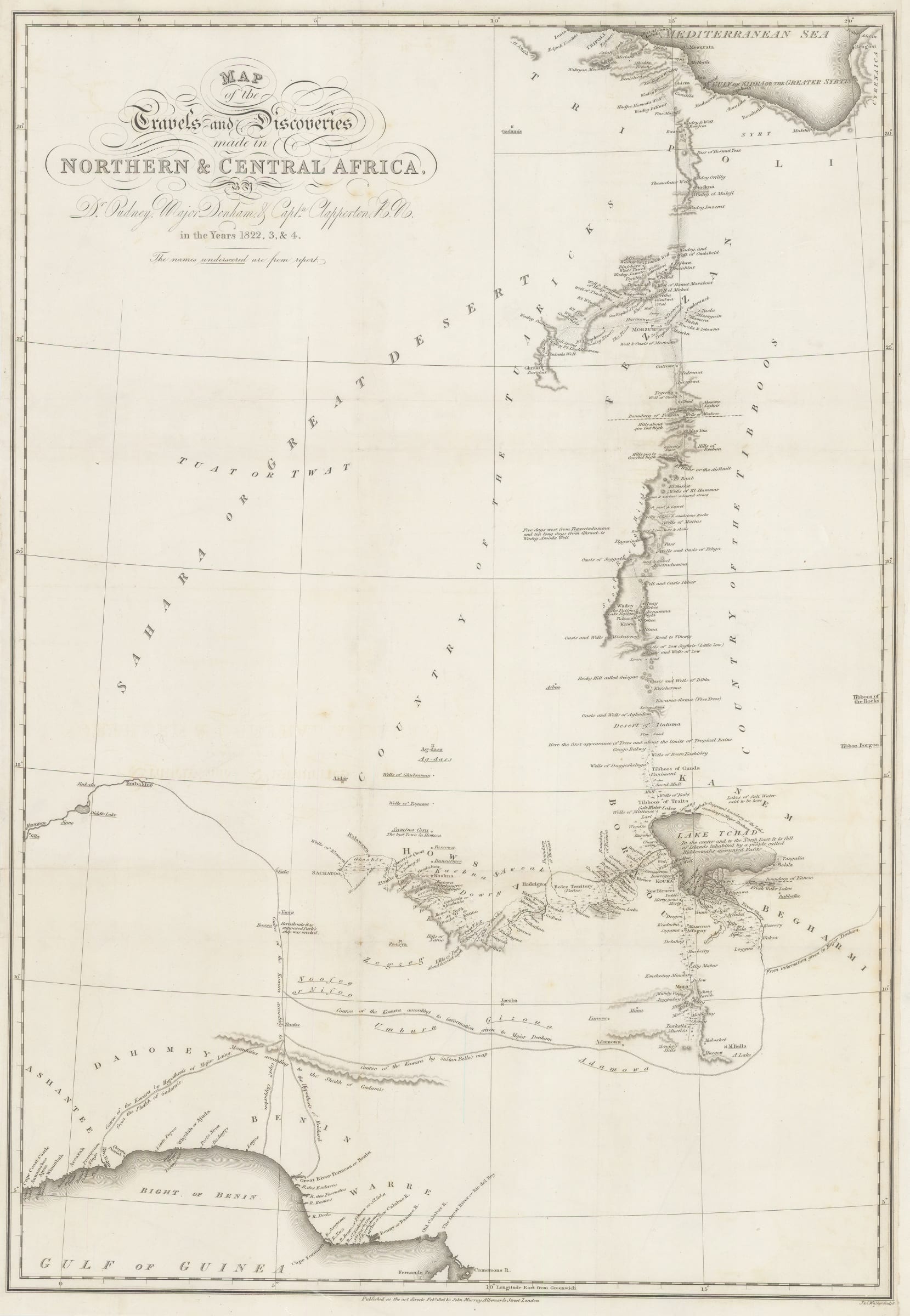 Maj. Dixon Denham, Map of the Travels and Discoveries made in Northern ...