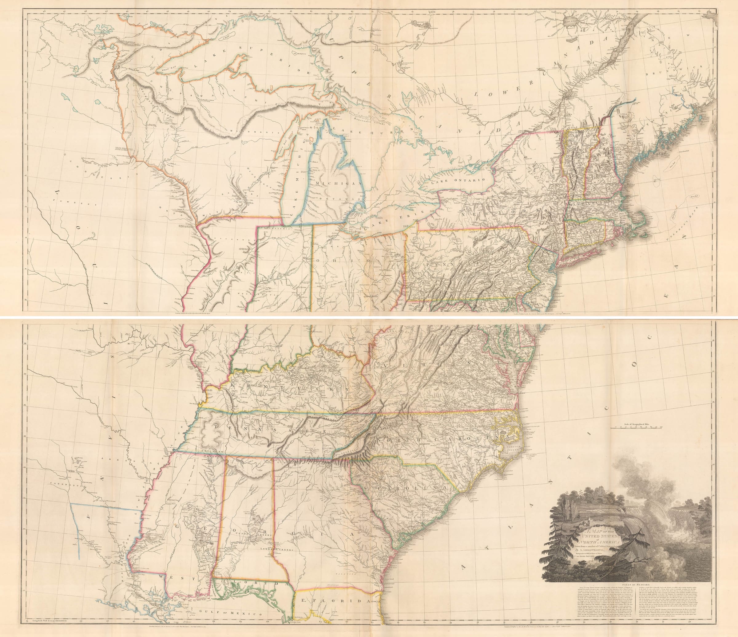 Aaron Arrowsmith, Very rare wall map of the United States, 1822 c ...