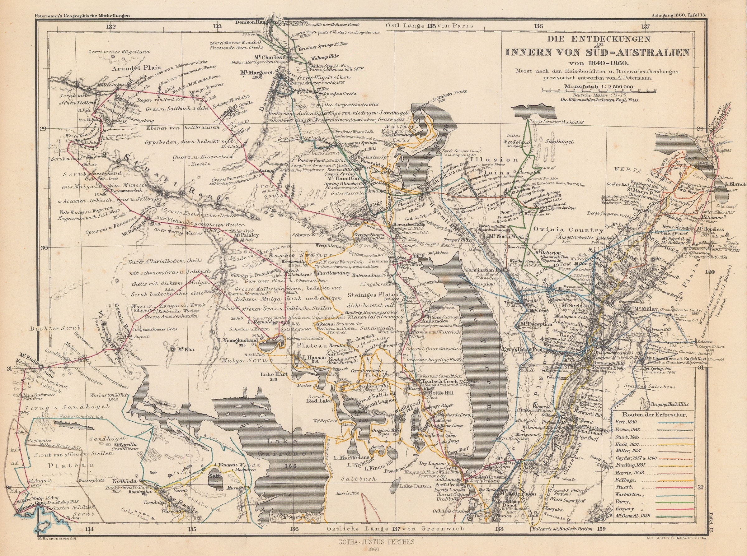 Justus Perthes, Lakes Torrens and Gairdner, 1860 | The Map House