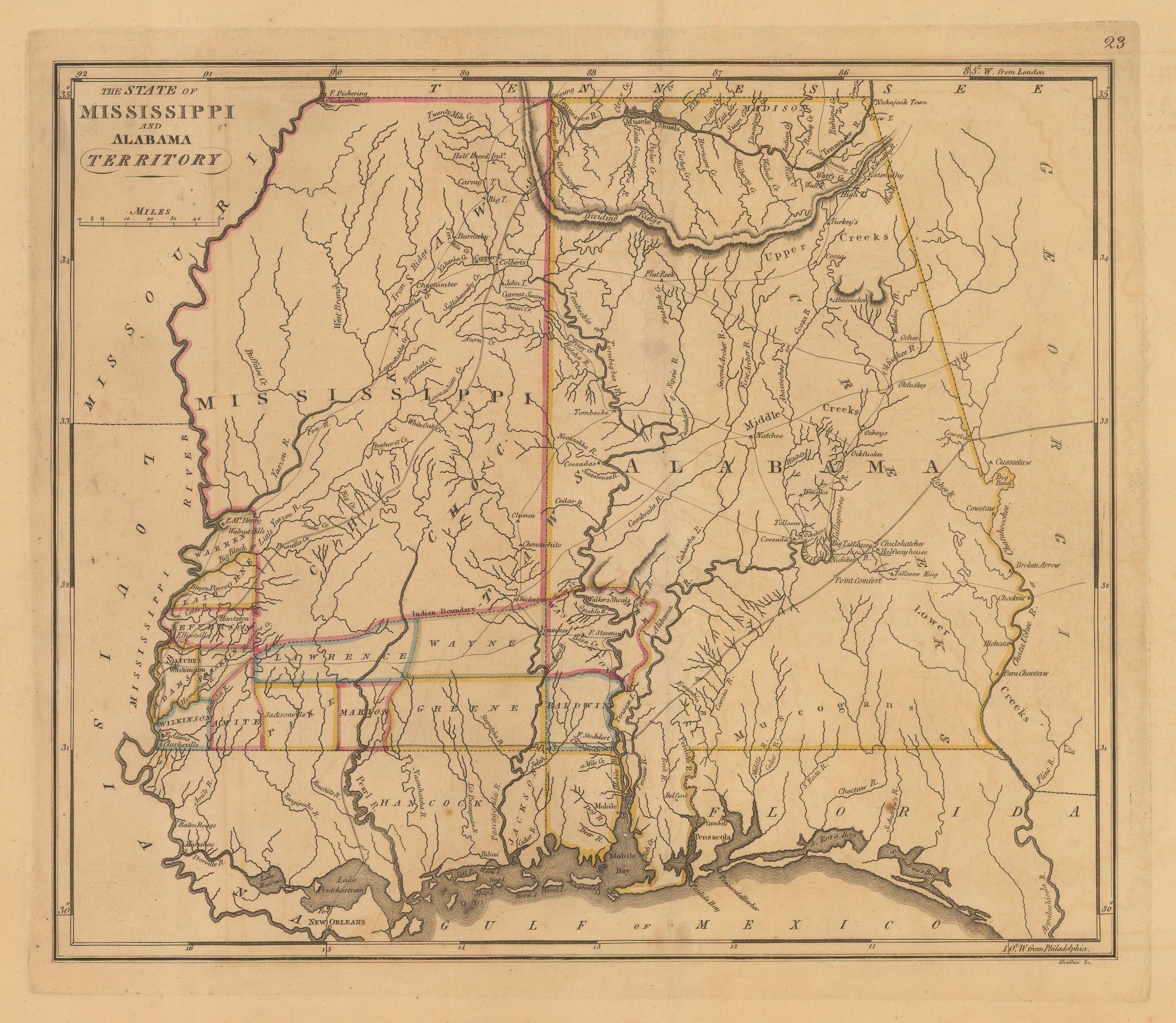 Matthew Carey, The State of Mississippi and Alabama Territory, 1818 ...