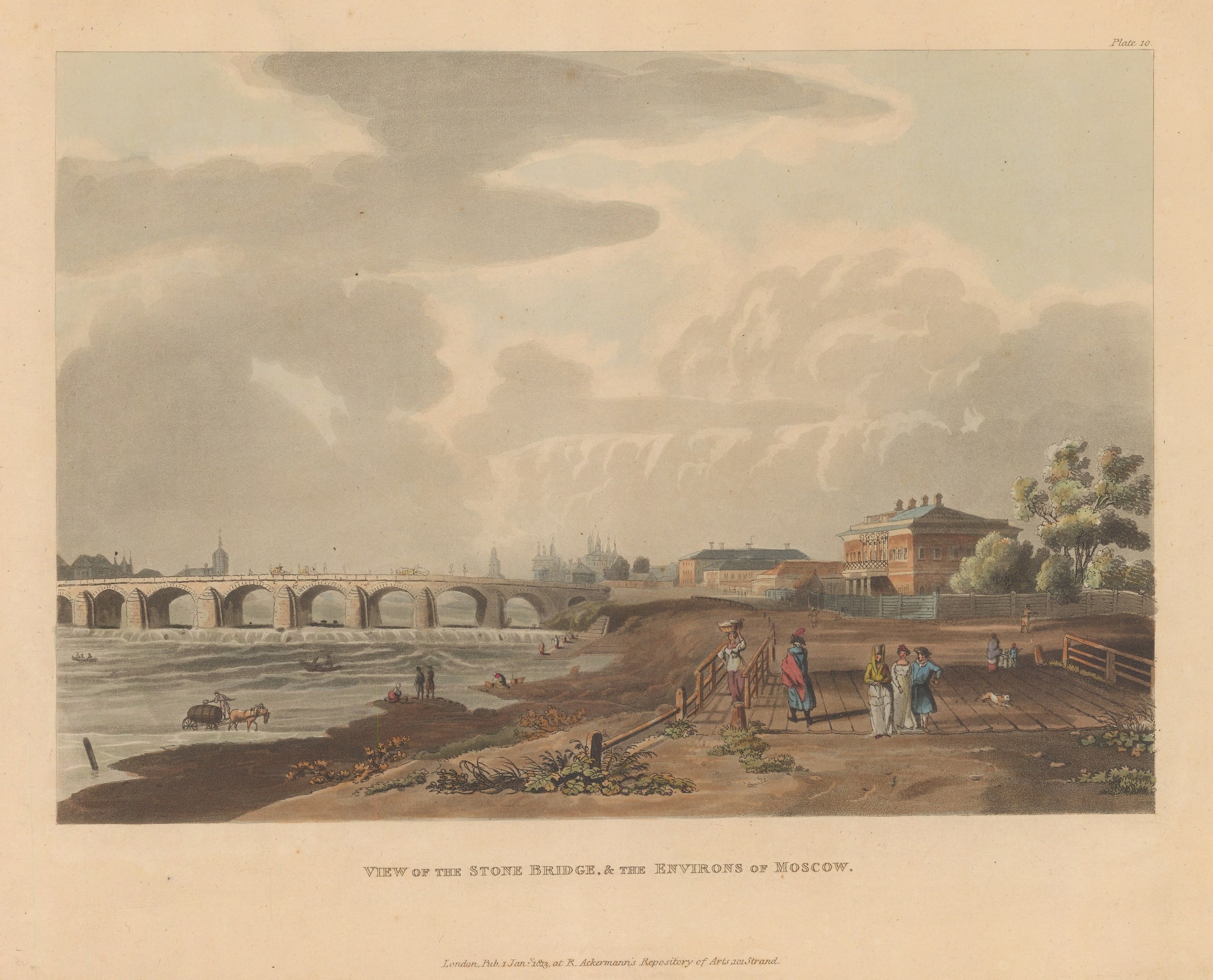 Rudolph Ackermann, Russia - Moscow, Stone Bridge, 1813 | The Map House