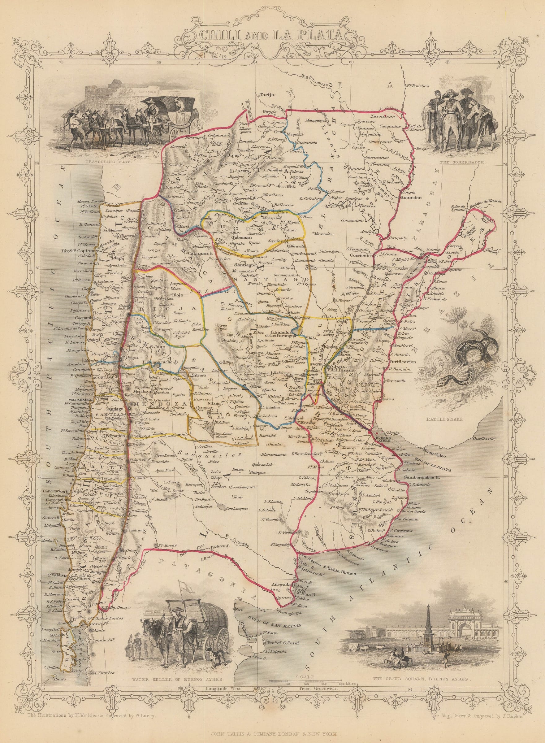 John Tallis, Chile and Argentina, 1851 | The Map House