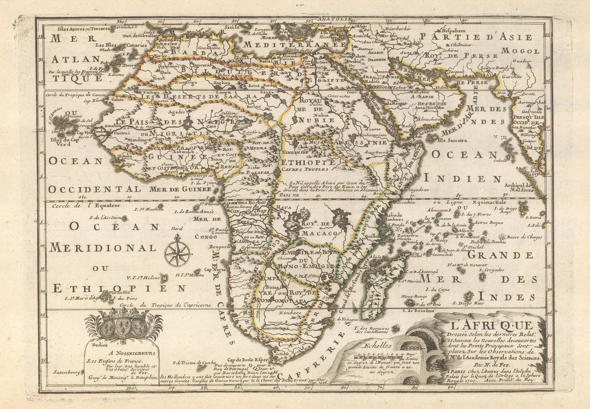 Nicolas de Fer, French copper-engraved map of Africa, 1700 | The Map House