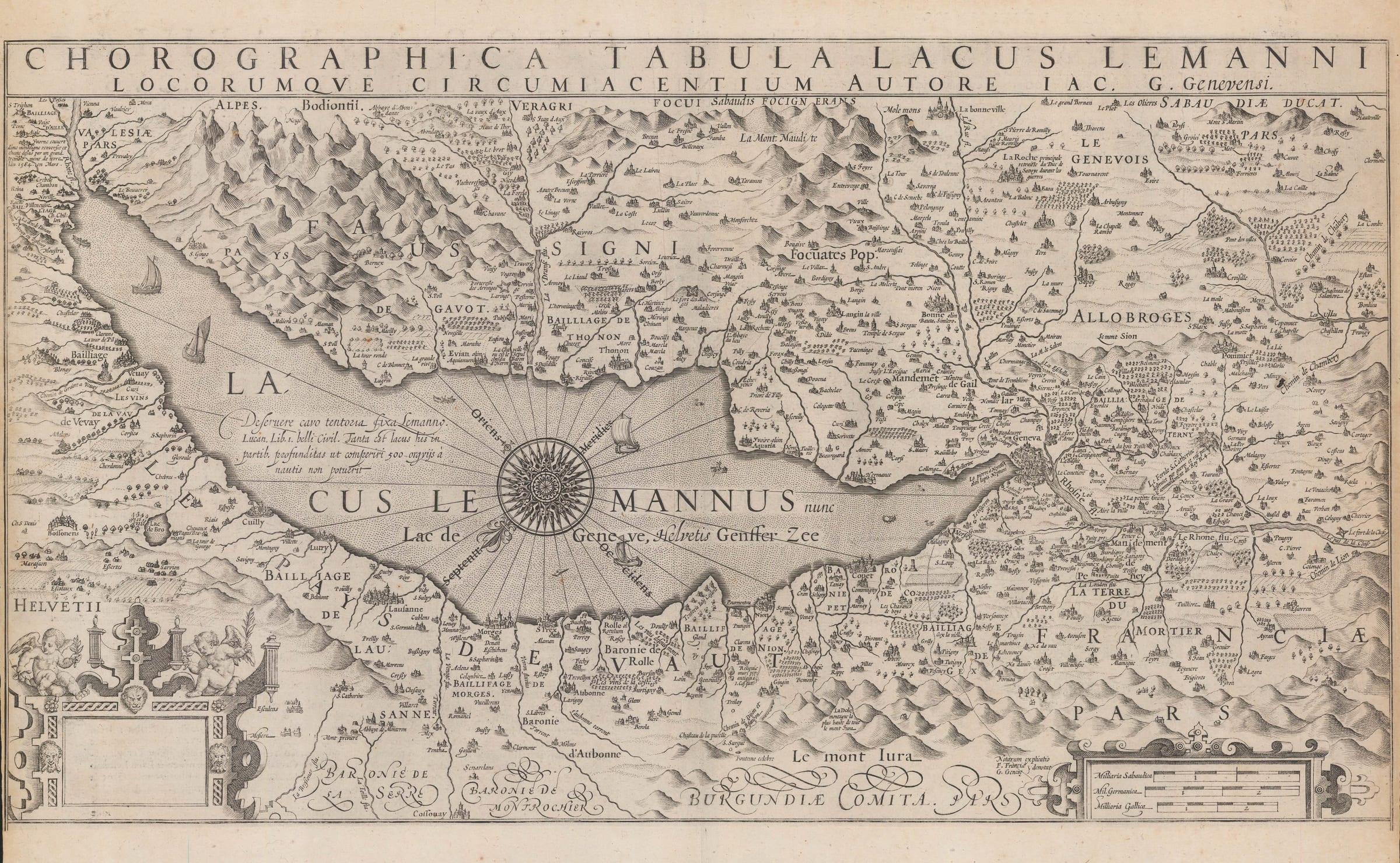 Jodocus Hondius, Lake Geneva, 1630 c. | The Map House