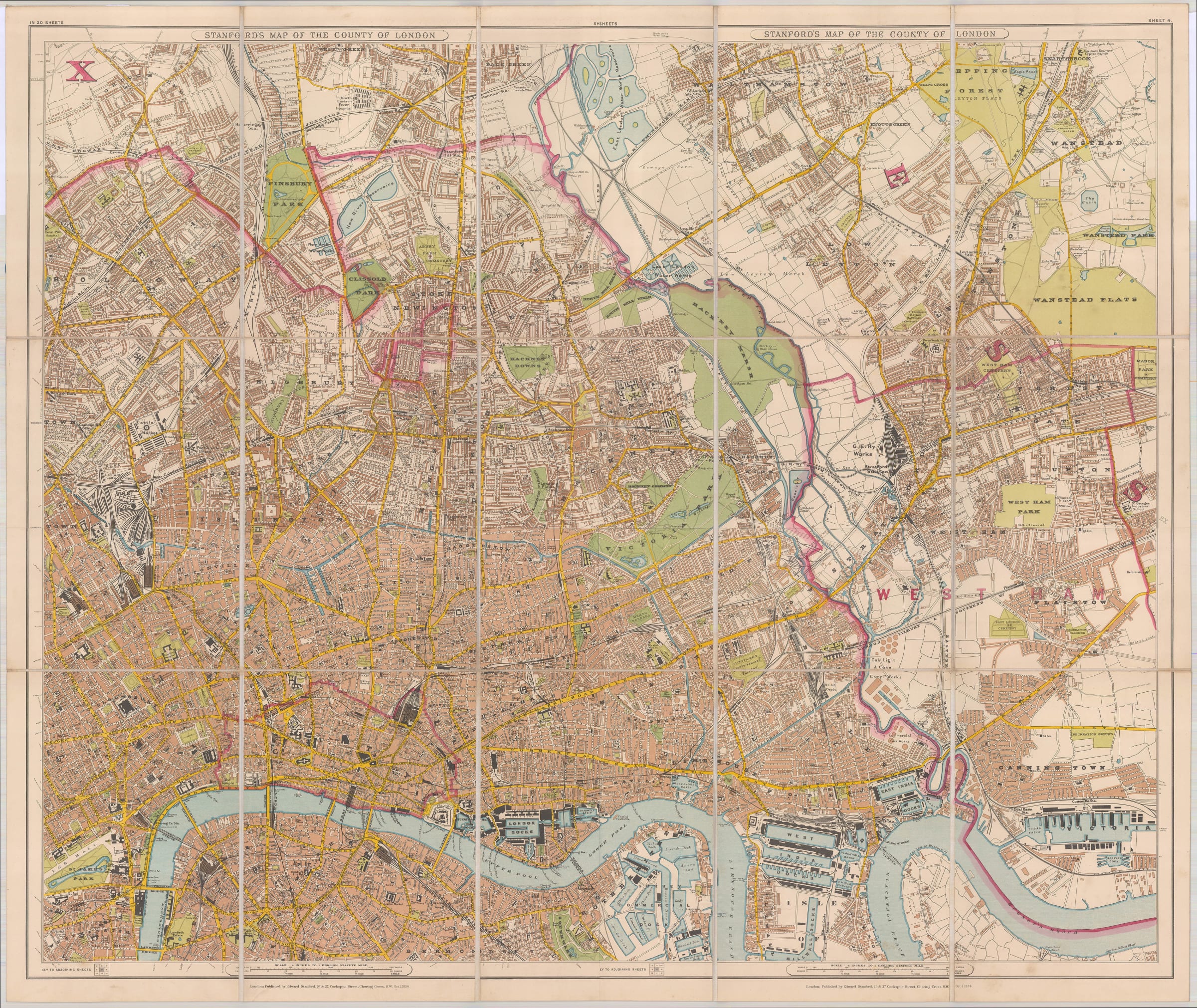 Edward Stanford, New Map of the County of London, 1894 | The Map House