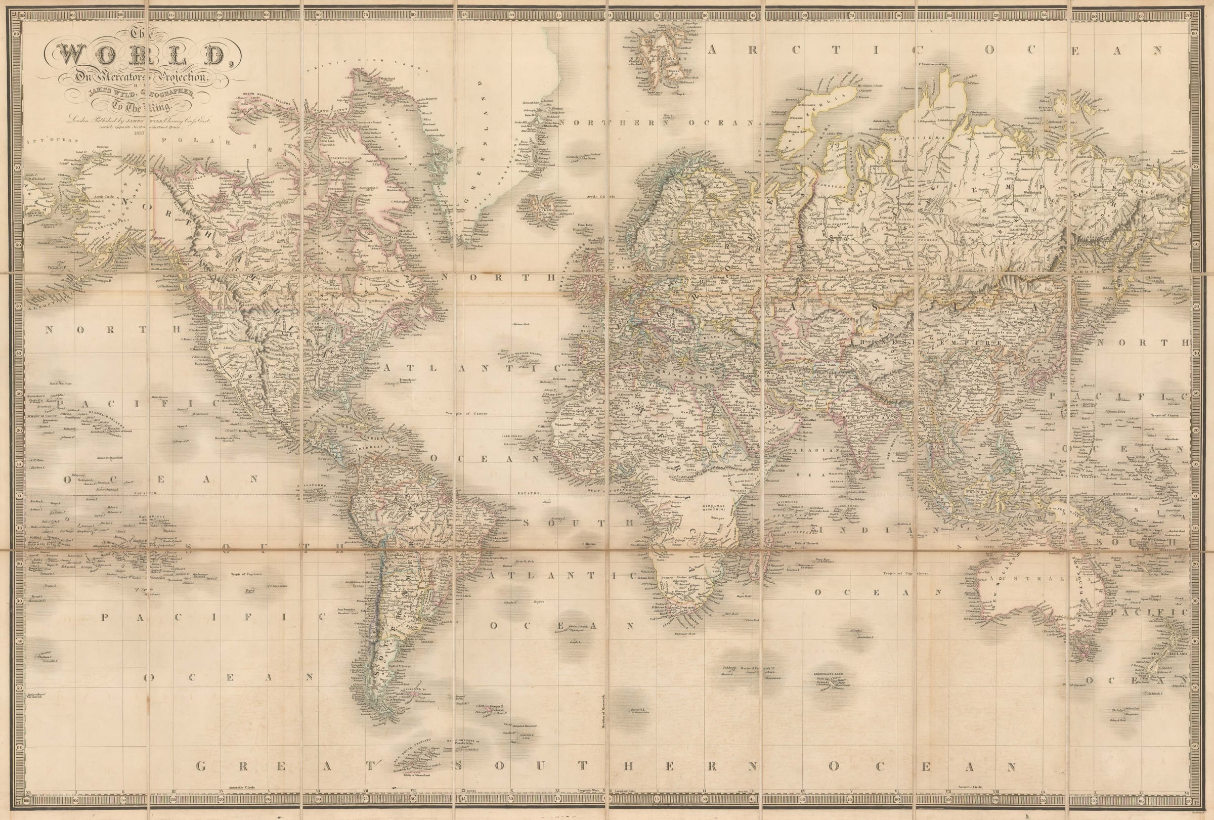 James Wyld, The World on Mercator's Projection, 1837 | The Map House