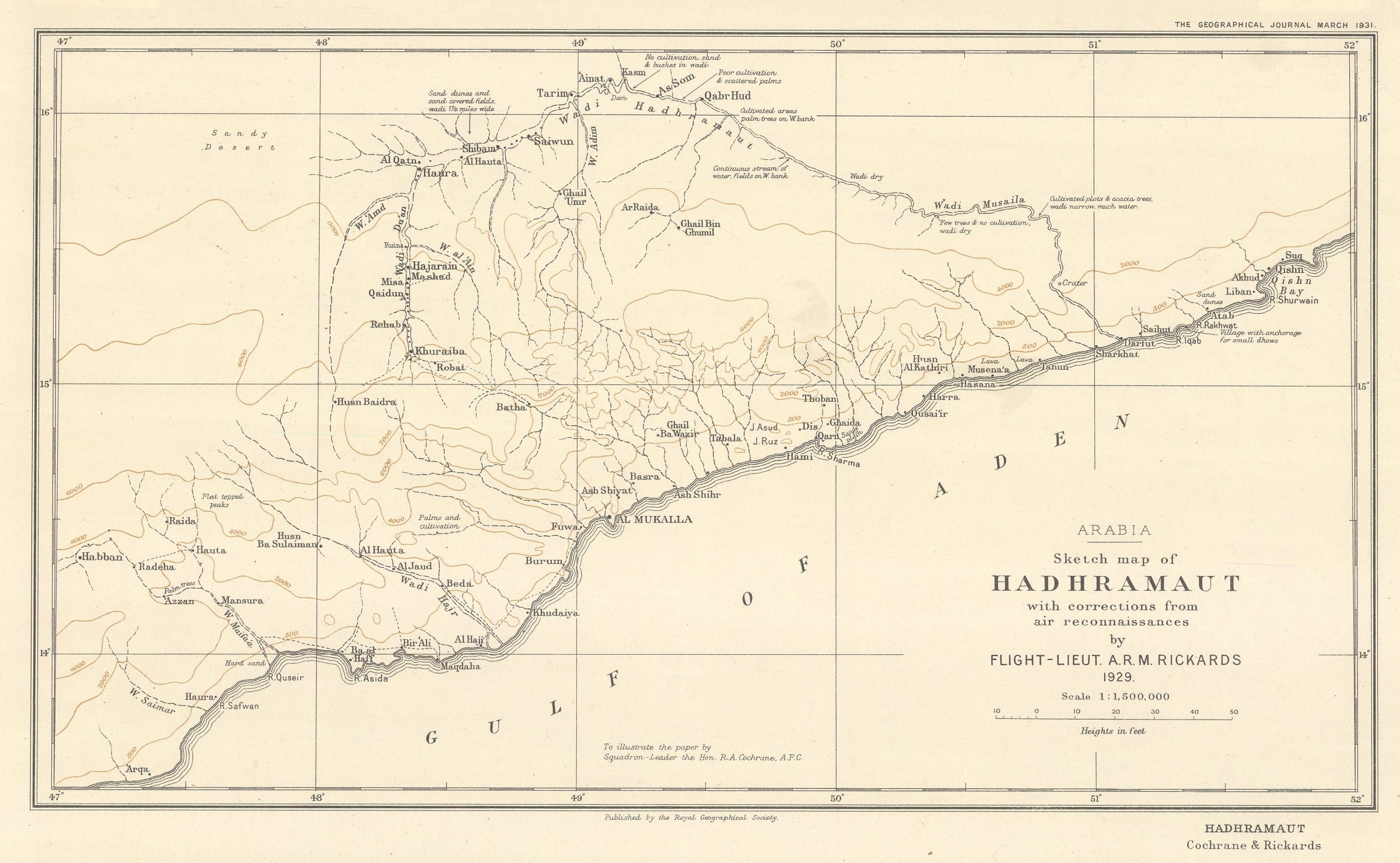 Royal Geographical Society (RGS), Arabia - Sketch map of Hadhramaut ...