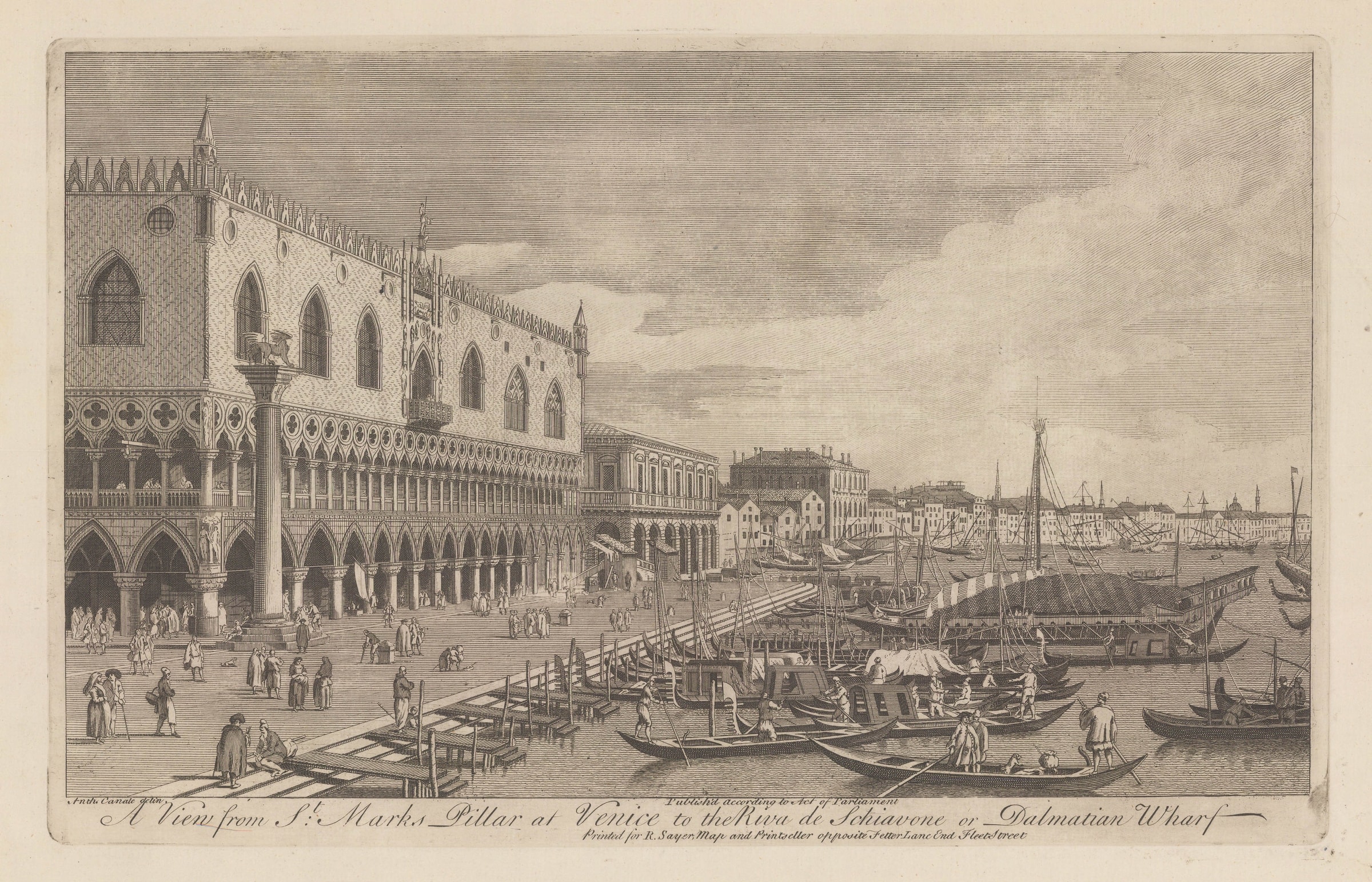 Robert Sayer, Italy - Venice, Palazzo Ducale and the Riva degli ...