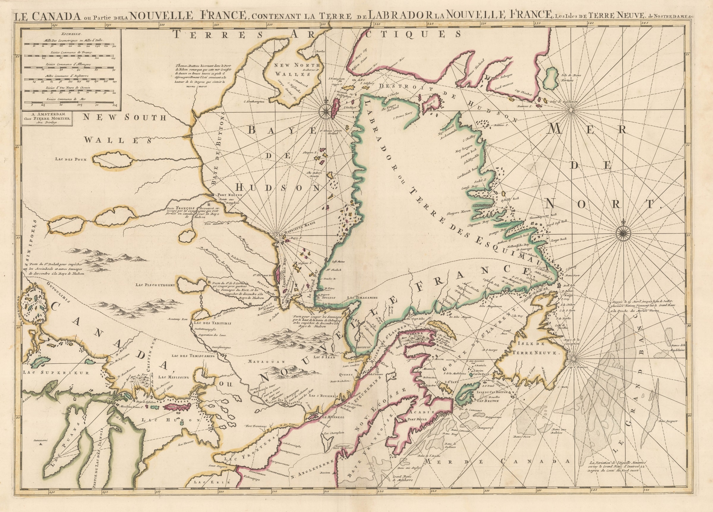 Pierre Mortier, Eastern Canada and Hudson Bay, 1700 | The Map House