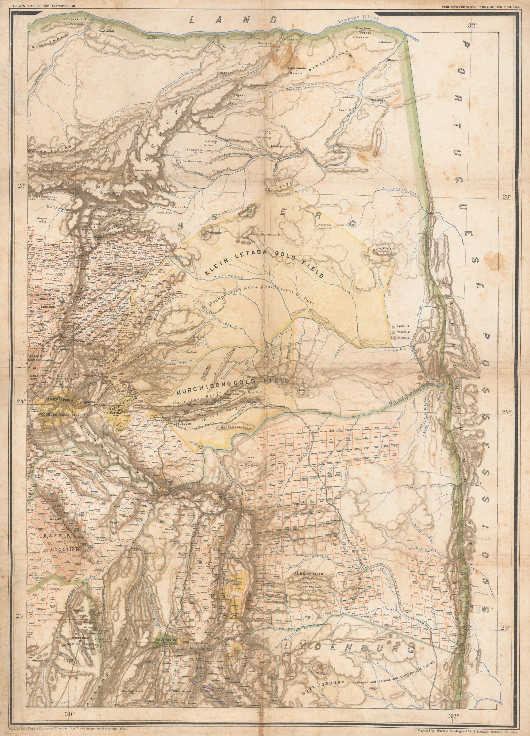 Gustav Arthur Troye, Transvaal Gold Fields, 1892 | The Map House