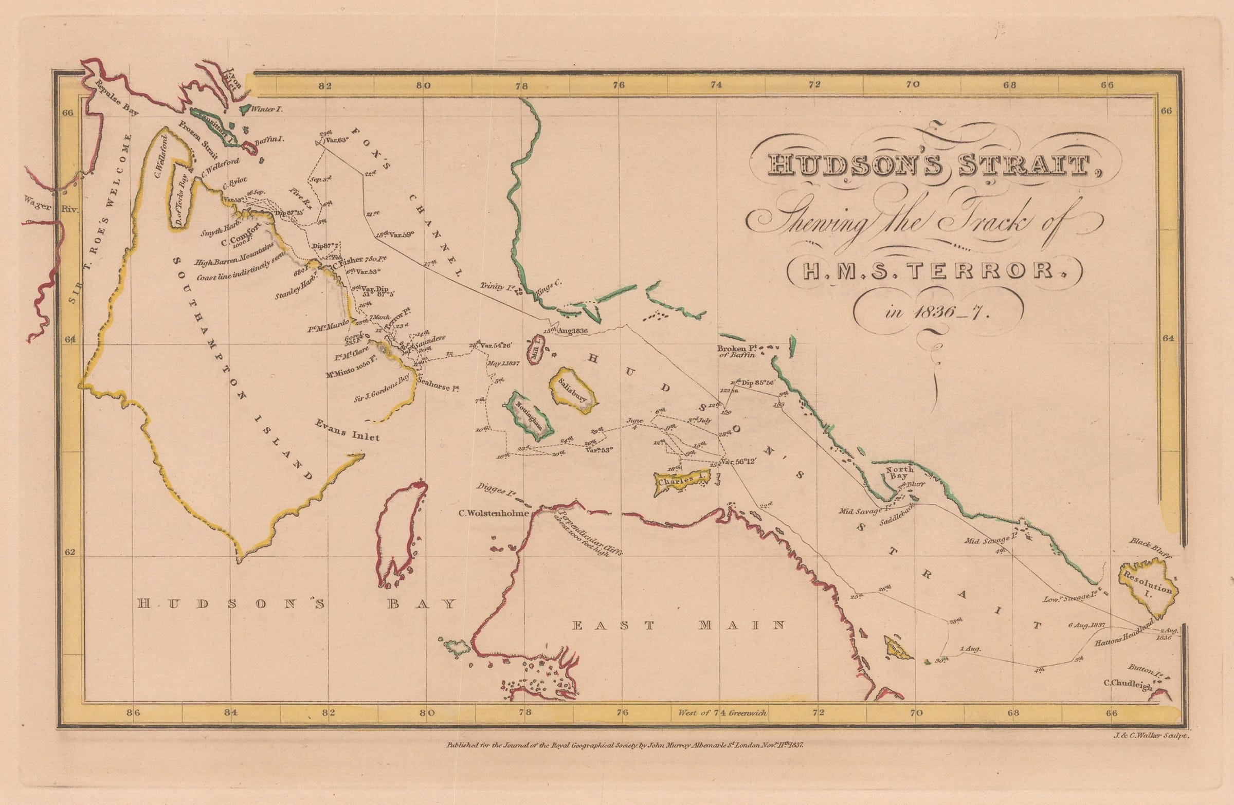 Royal Geographical Society (RGS), Hudson's Strait, 1837 | The Map House