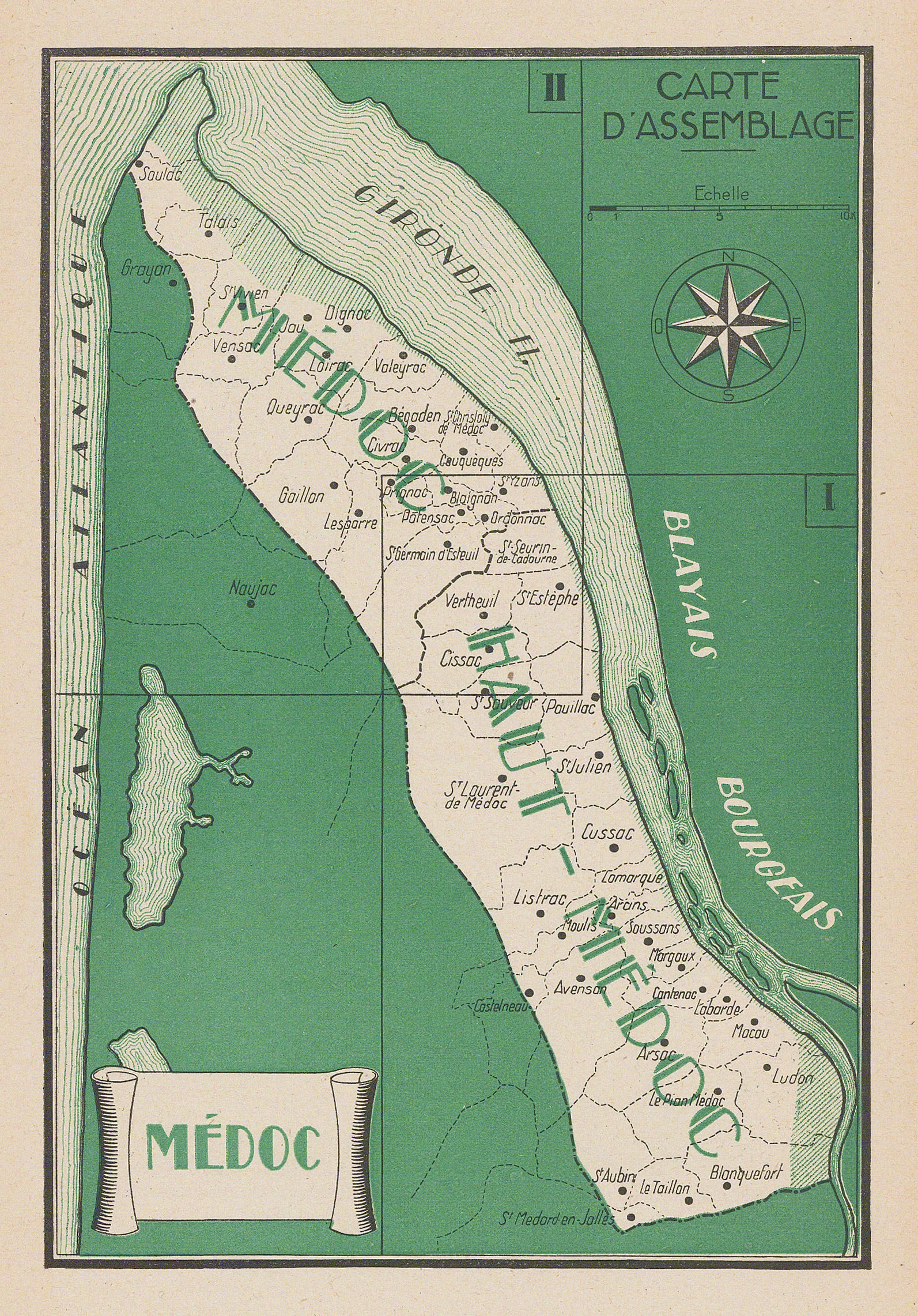 Walter Crotch, Medoc and Haut-Medoc, 1947 | The Map House
