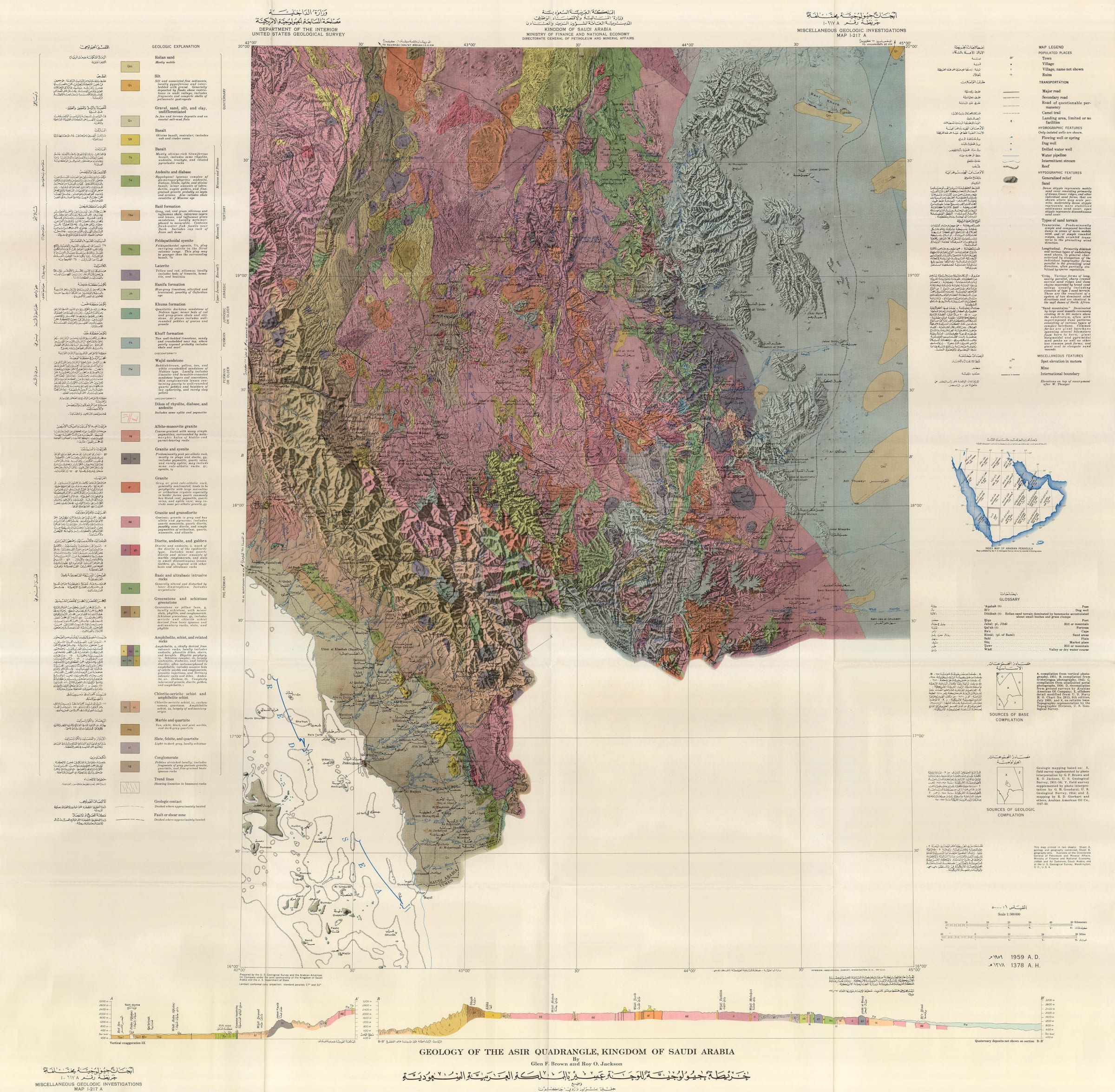 Kingdom of Saudi Arabia / USGS, Geologic map of the Asir Quadrangle ...