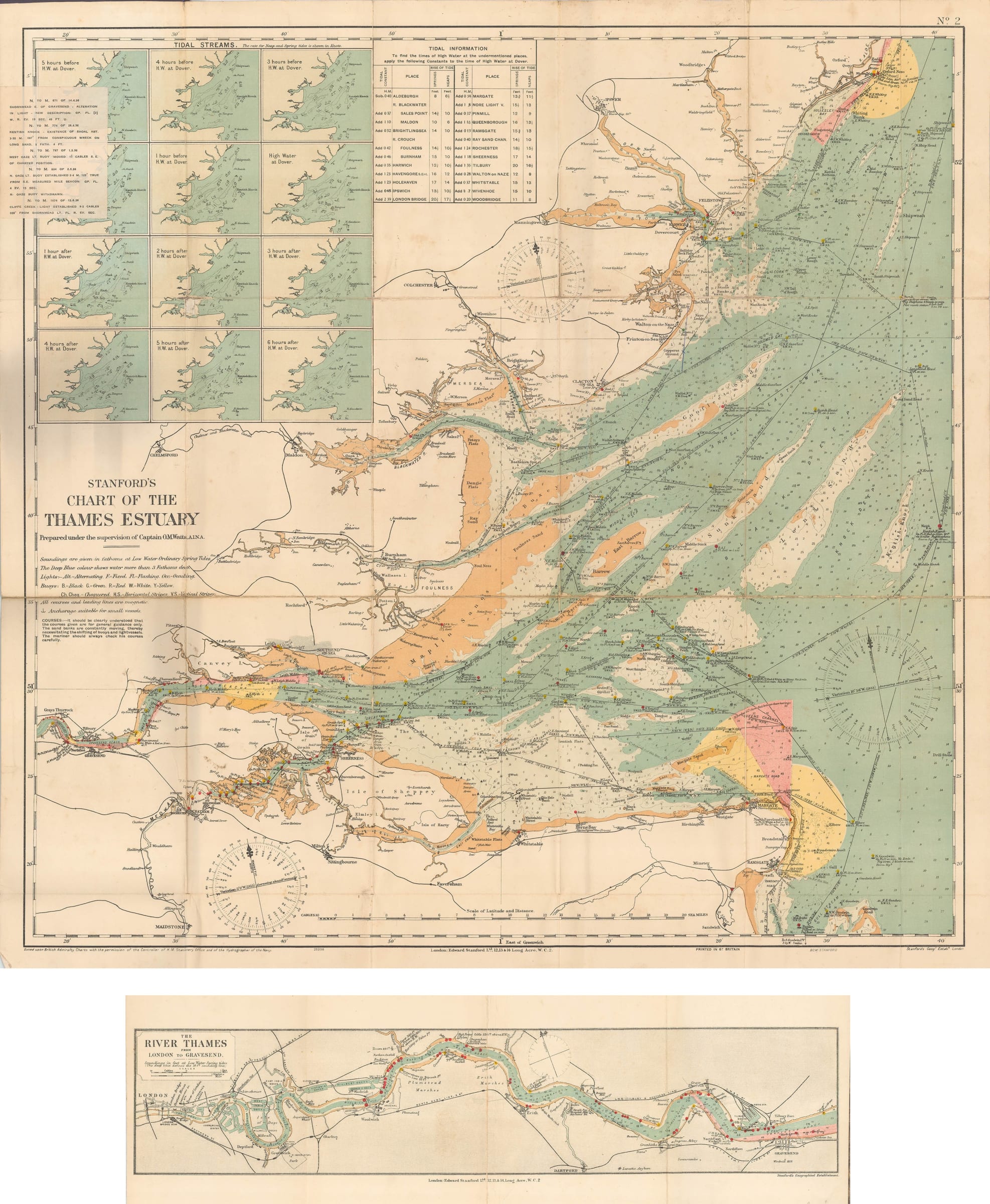 Edward Stanford, Chart of the Thames Estuary, 1936 | The Map House