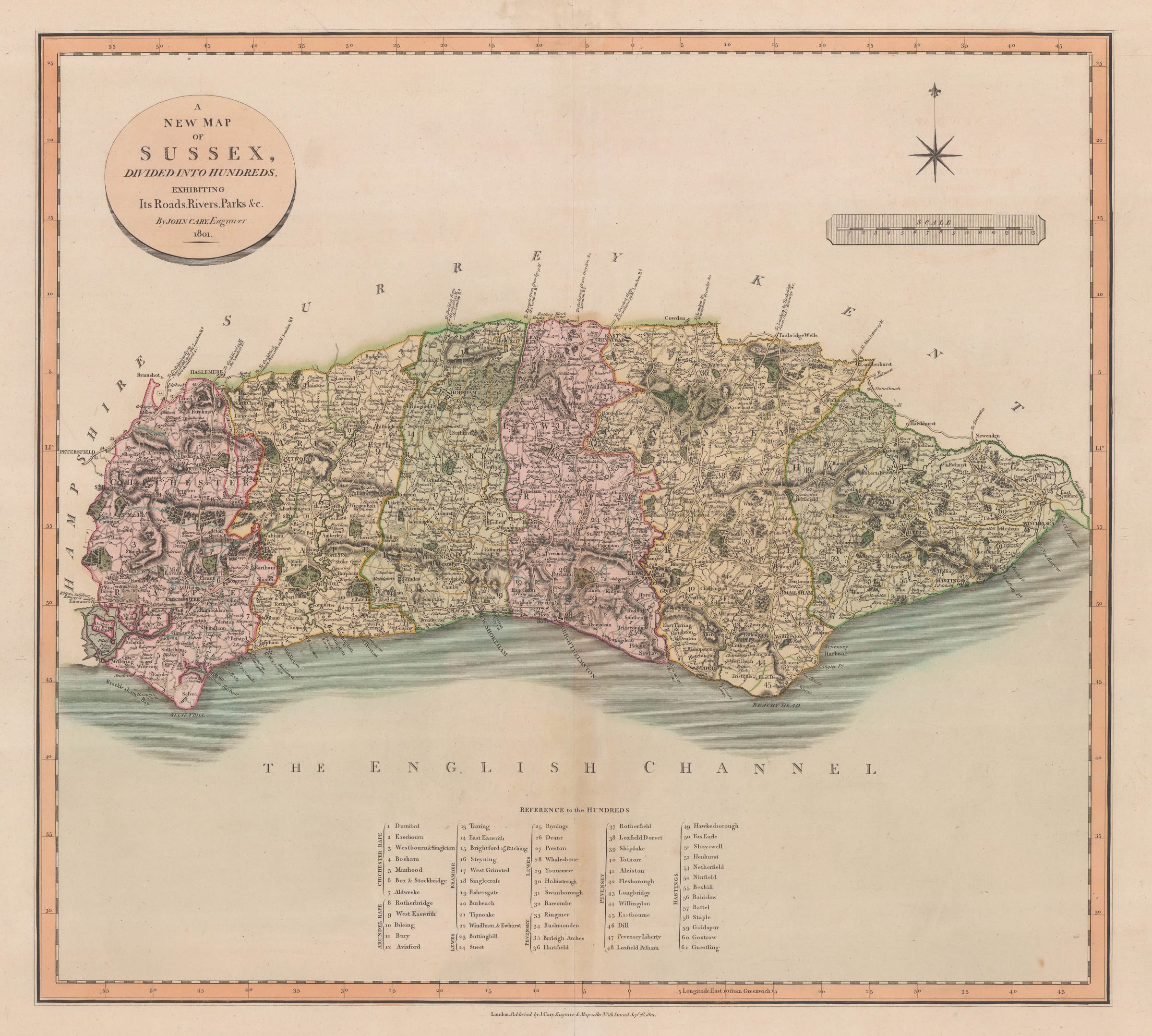 John Cary, A New Map of Sussex, 1801 | The Map House