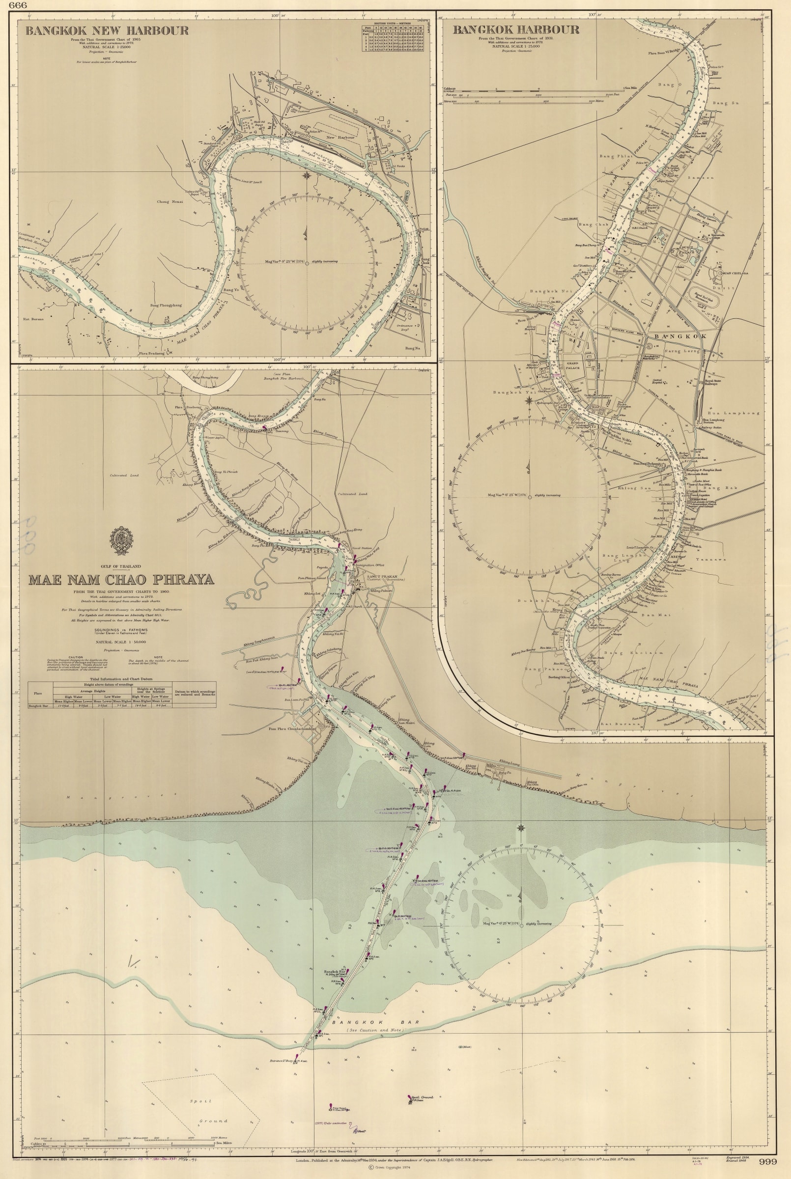 British Admiralty, Bangkok Harbour & Chao Phraya River, 1986 | The Map ...