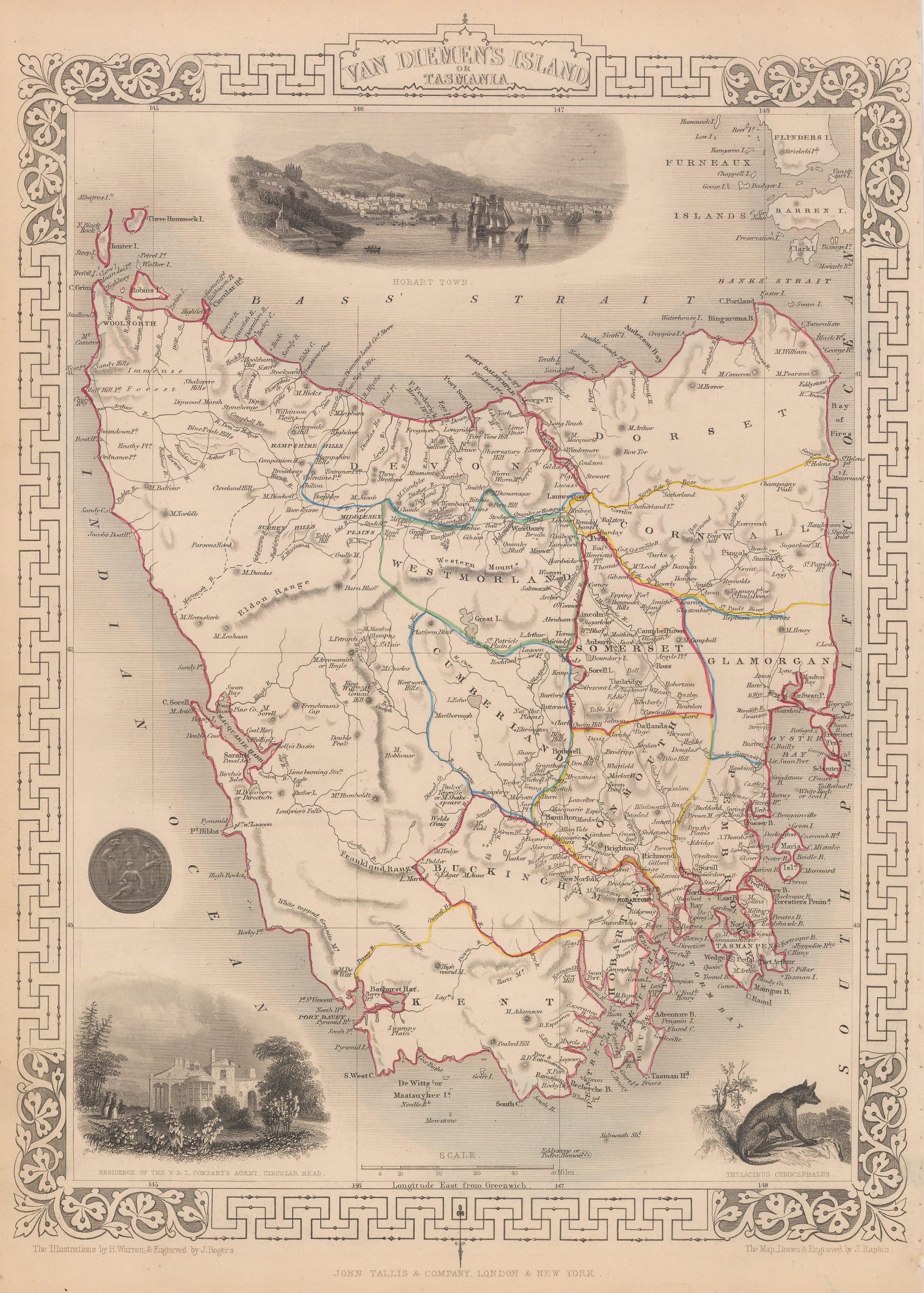 John Tallis, Tasmania, 1851 | The Map House