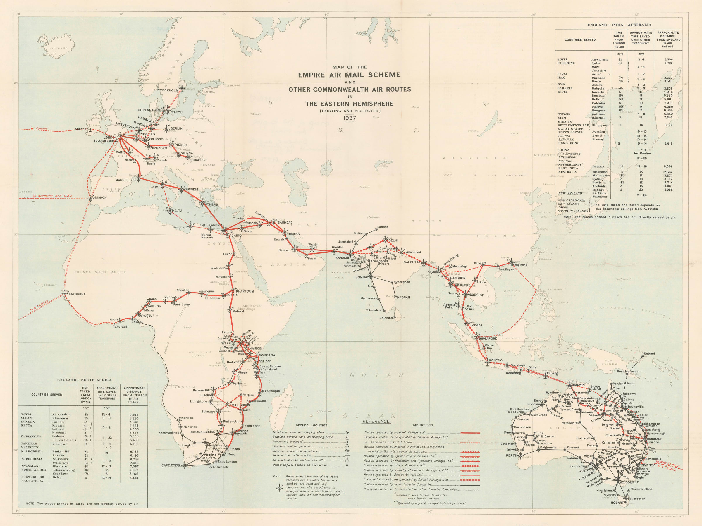 War Office, British Empire Air Routes, 1937 | The Map House