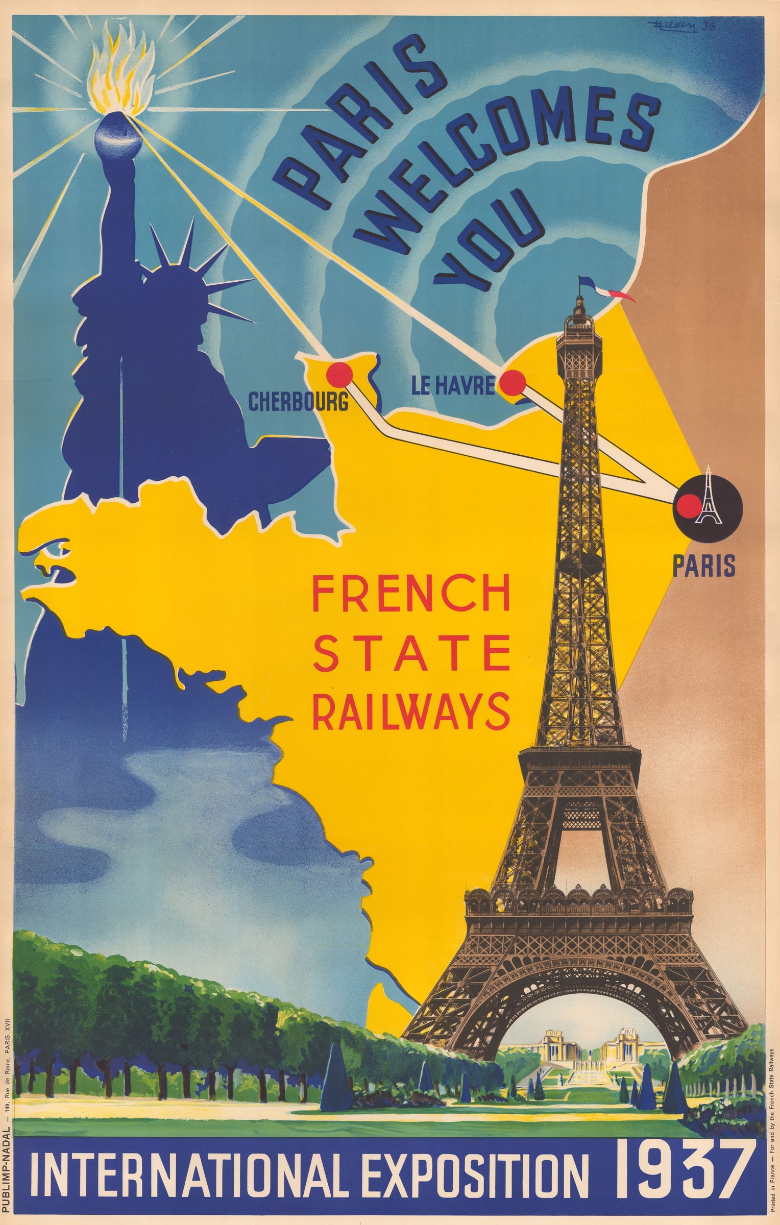 French State Railway, Paris Welcomes You, 1937 | The Map House