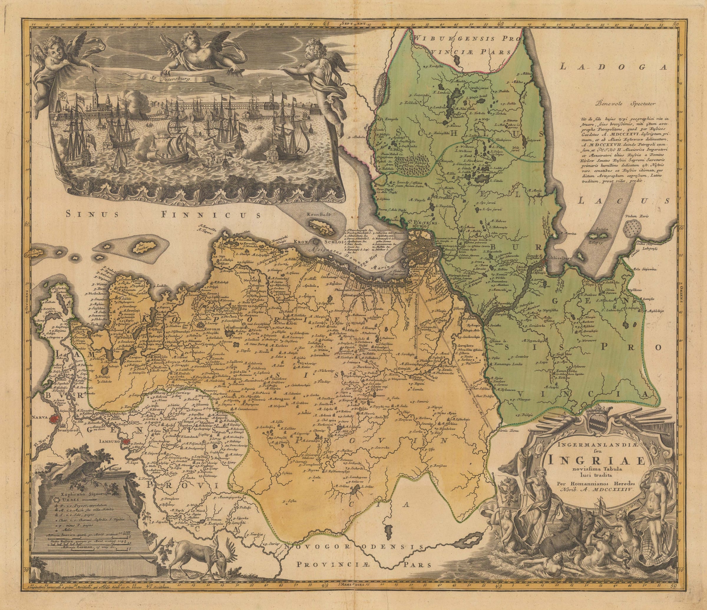 Homann Heirs, St. Petersburg & Leningrad Oblast, 1734 | The Map House