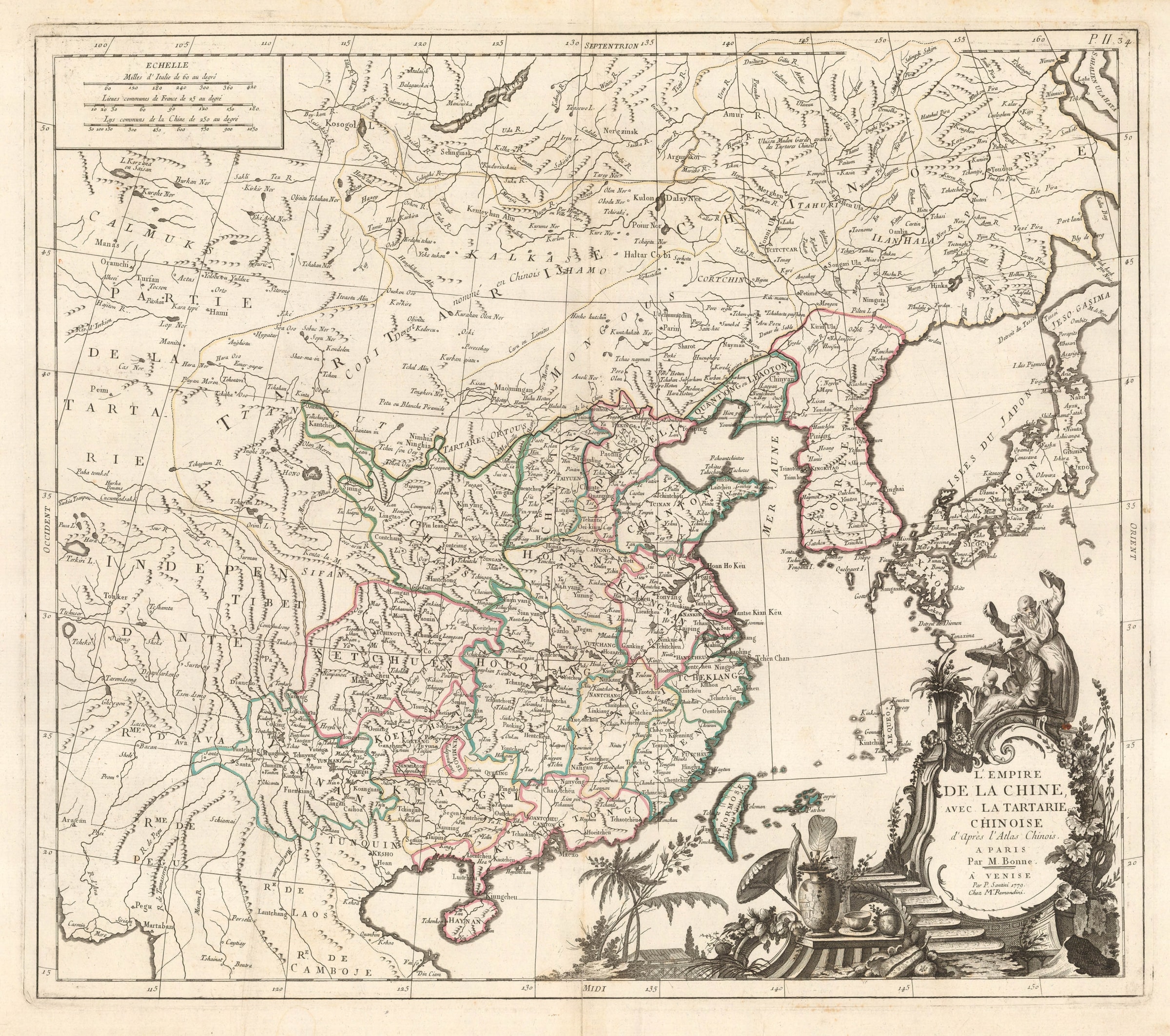 Francois Santini, China, Japan, and Korea, 1779 | The Map House