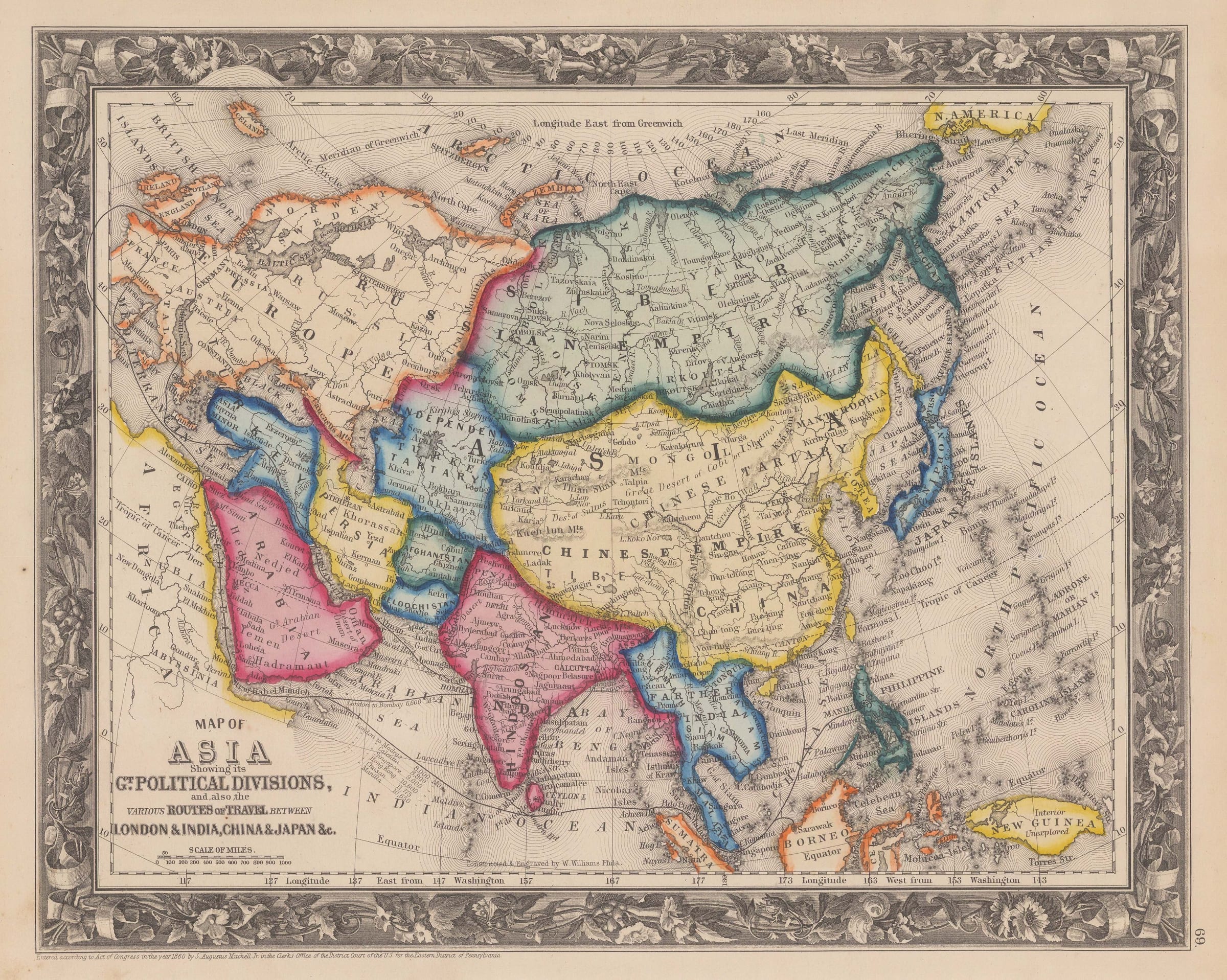 Samuel Augustus Mitchell, Map of Asia showing its Gt. Political ...