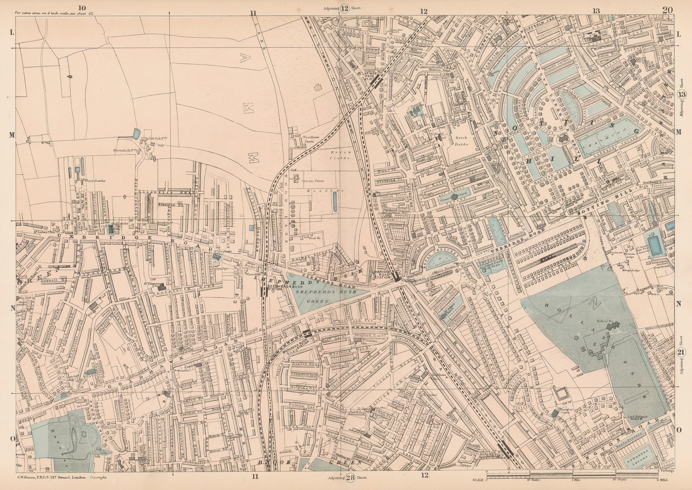 George W. Bacon, Notting Hill, Holland Park & Shepherd's Bush, 1886 ...