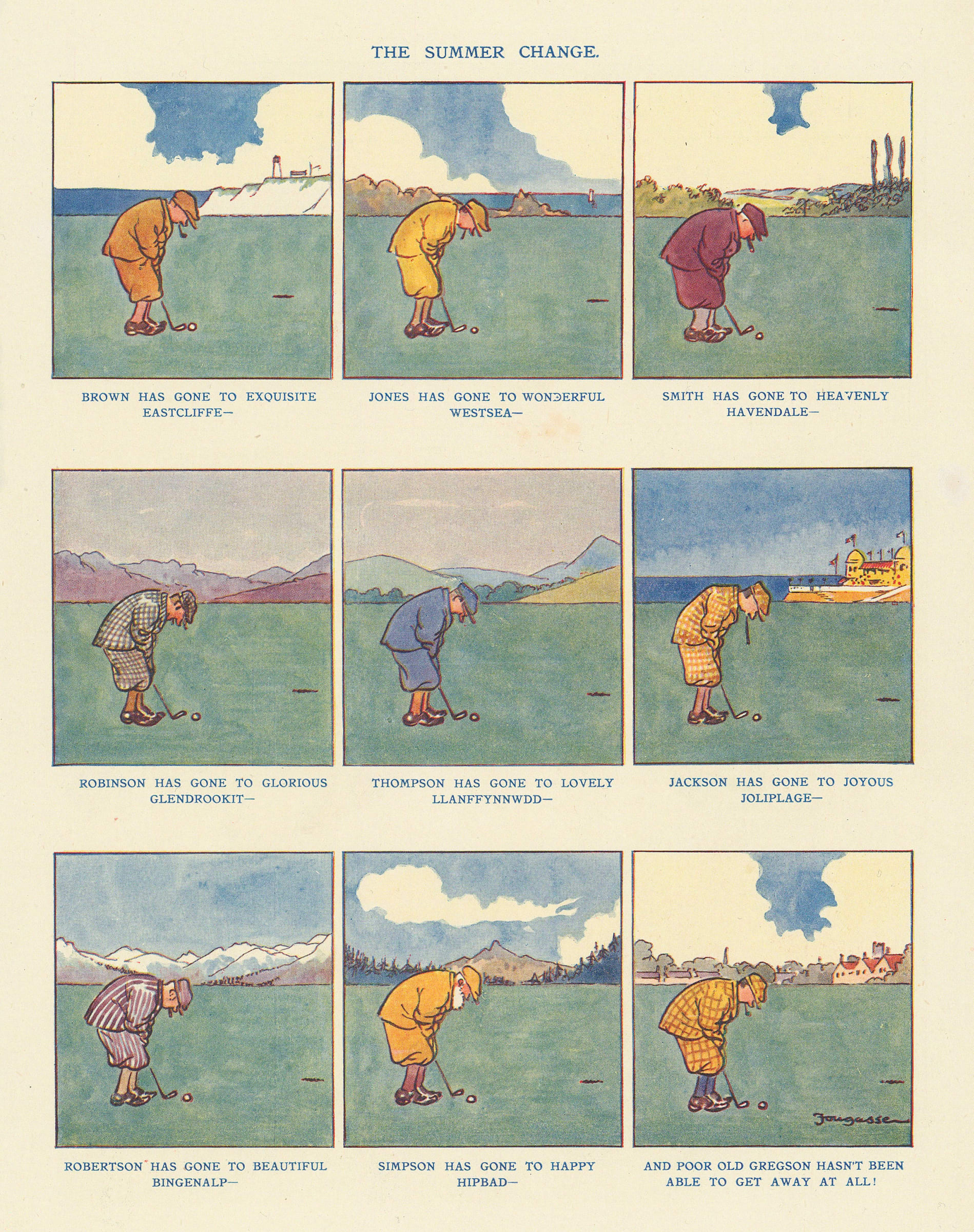 Punch, Cartoon - Golf, The Summer Change, 1924 | The Map House