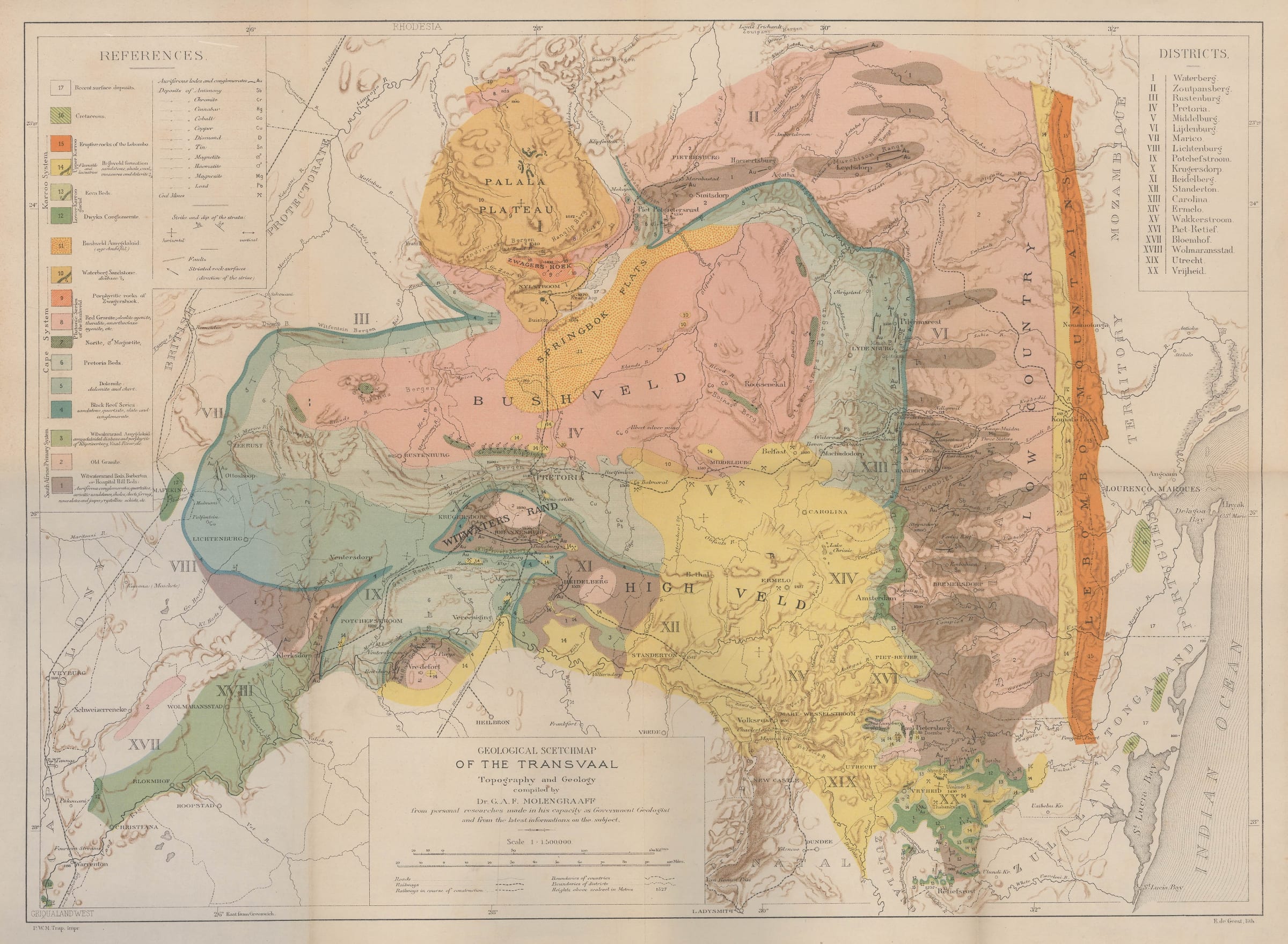 Dr. G.A.F Molengraff, Geological Sketchmap of the Transvaal, 1902 | The ...