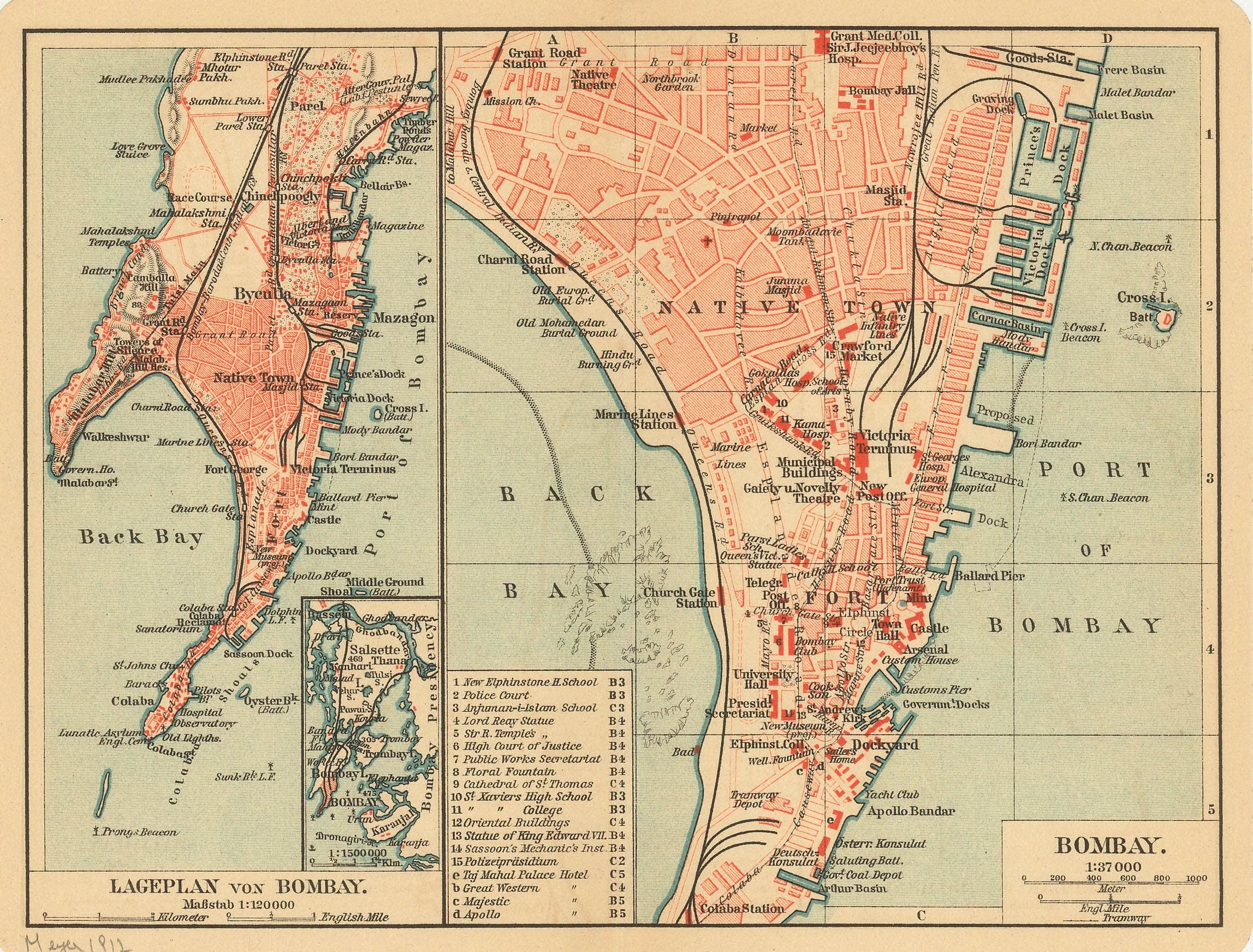Bombay Map SOME MAPS OF BOMBAY BEFORE BOMBAY CITY WAS MADE 1588 AND