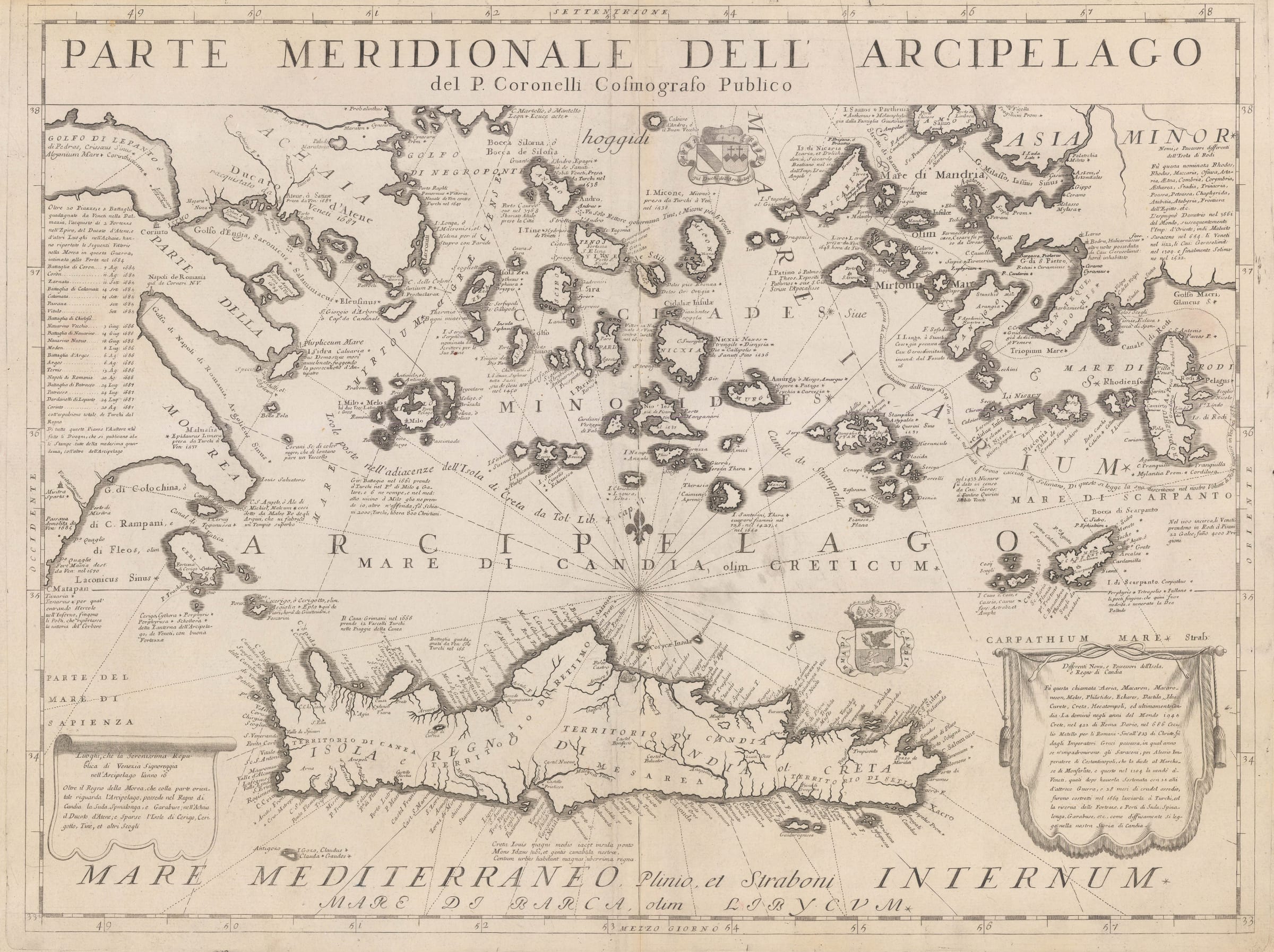 Vincenzo Coronelli, Cyclades, Dodecanese & Southern Aegean Islands ...