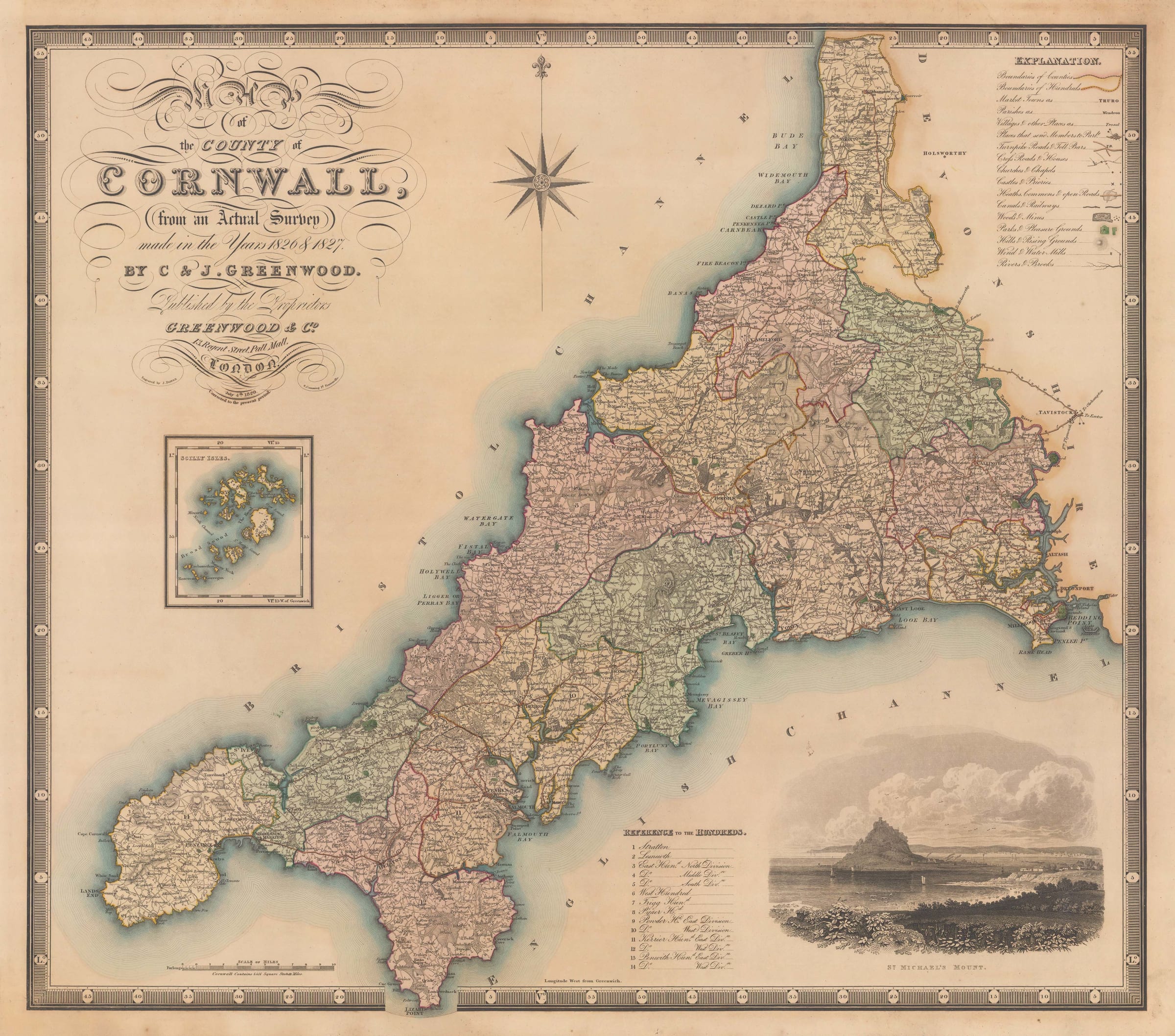 Christopher & John Greenwood, Map of the County of Cornwall, 1829 | The ...