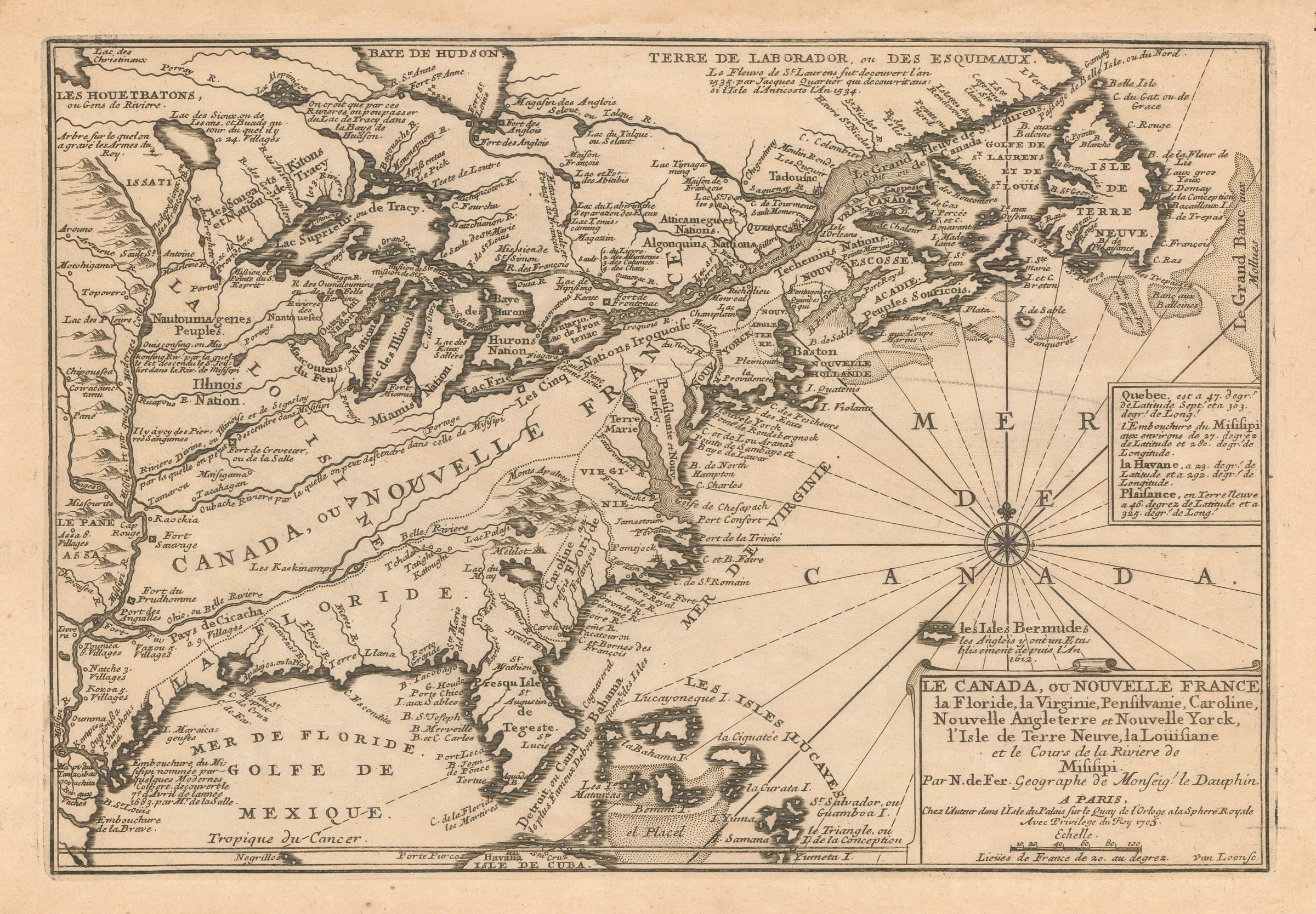 Nicolas de Fer, Eastern Coast of North America, 1705 | The Map House