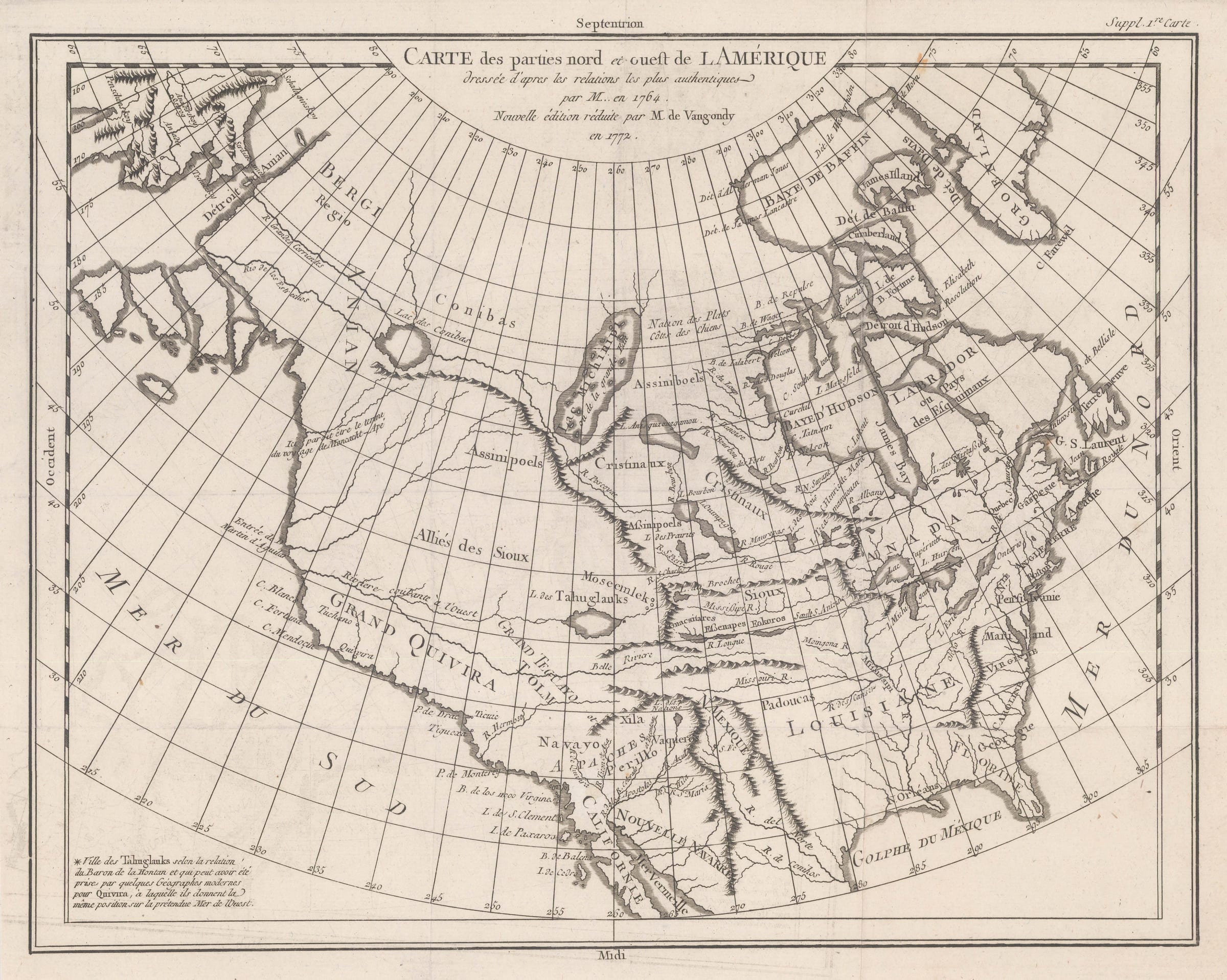 Robert de Vaugondy, Carte des Parties Nord et Ouest de l'Amerique, 1772 ...