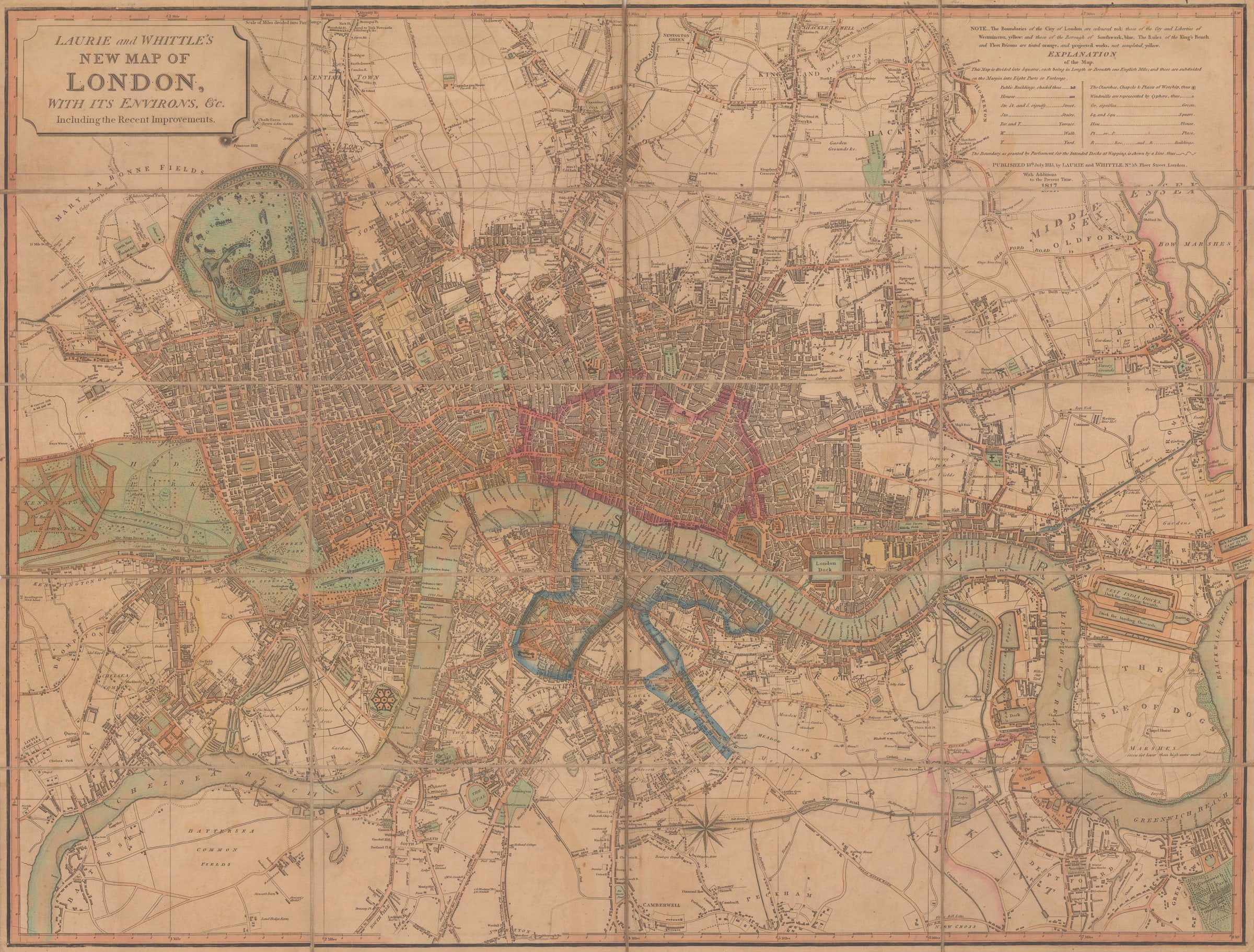 Laurie & Whittle, New Map of London with its Environs, 1817 | The Map House