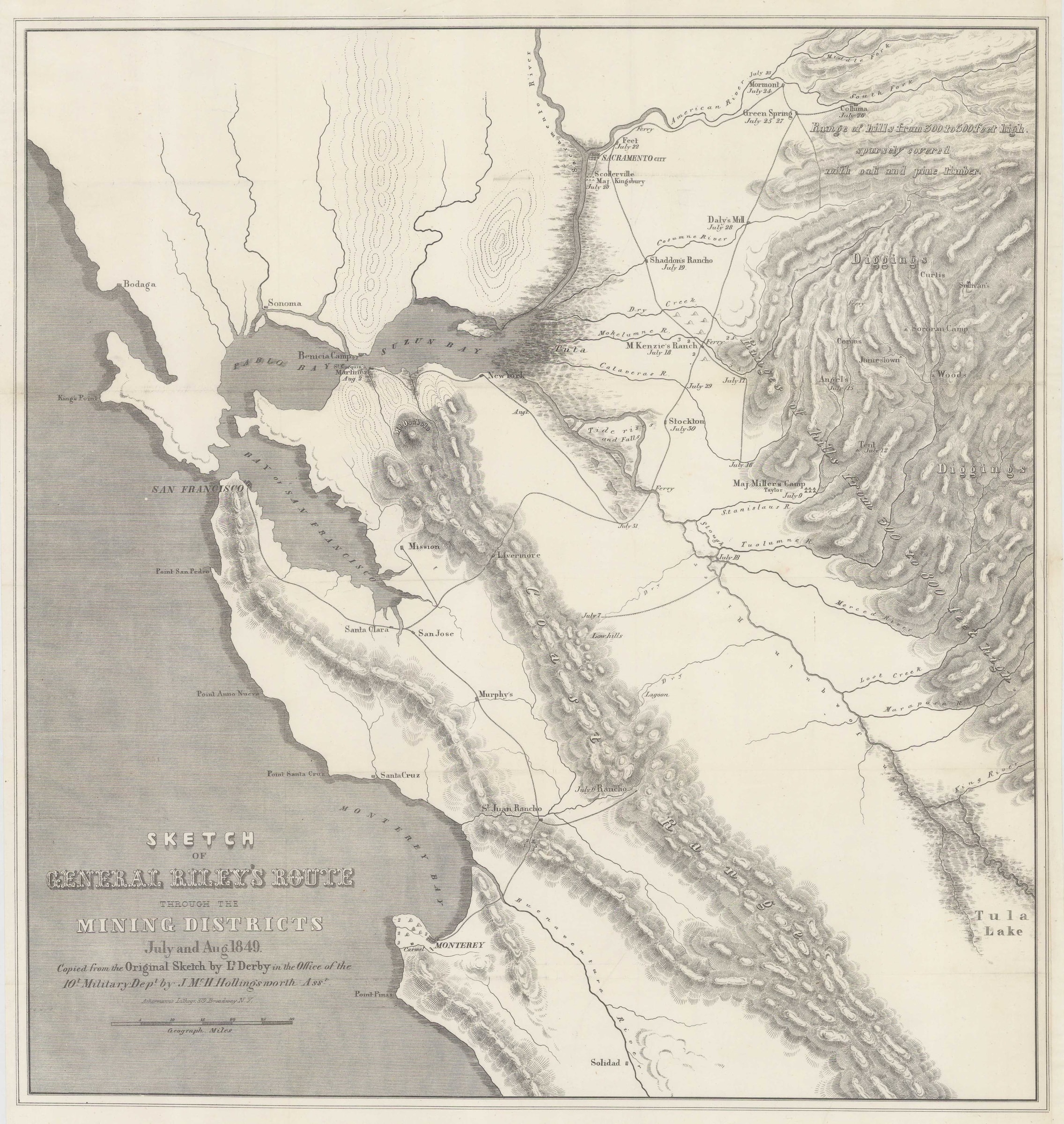 Lt. George Horatio Derby, General Riley's Route, 1849 | The Map House