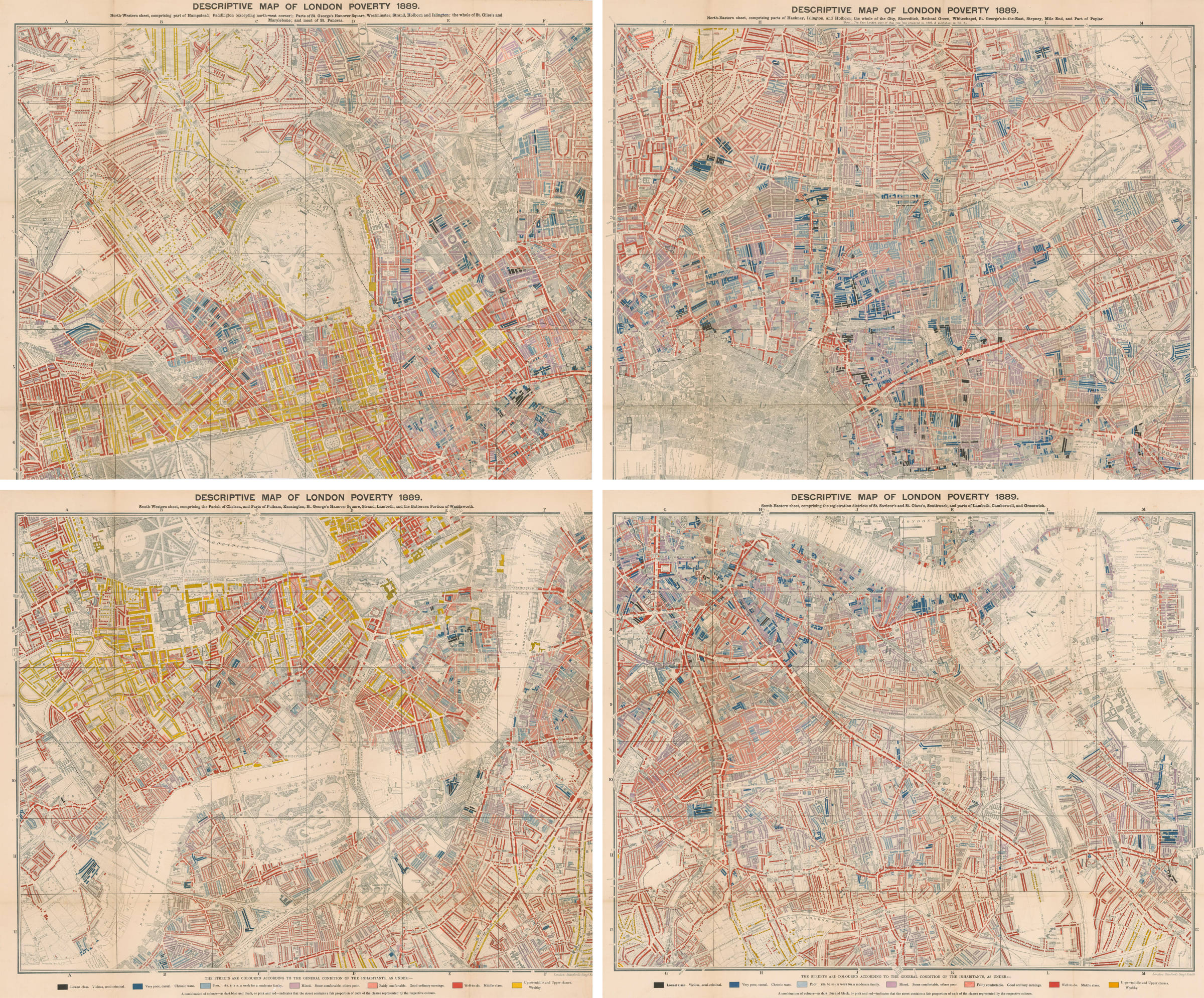 Charles Booth, Descriptive Map of London Poverty, 1889 | The Map House