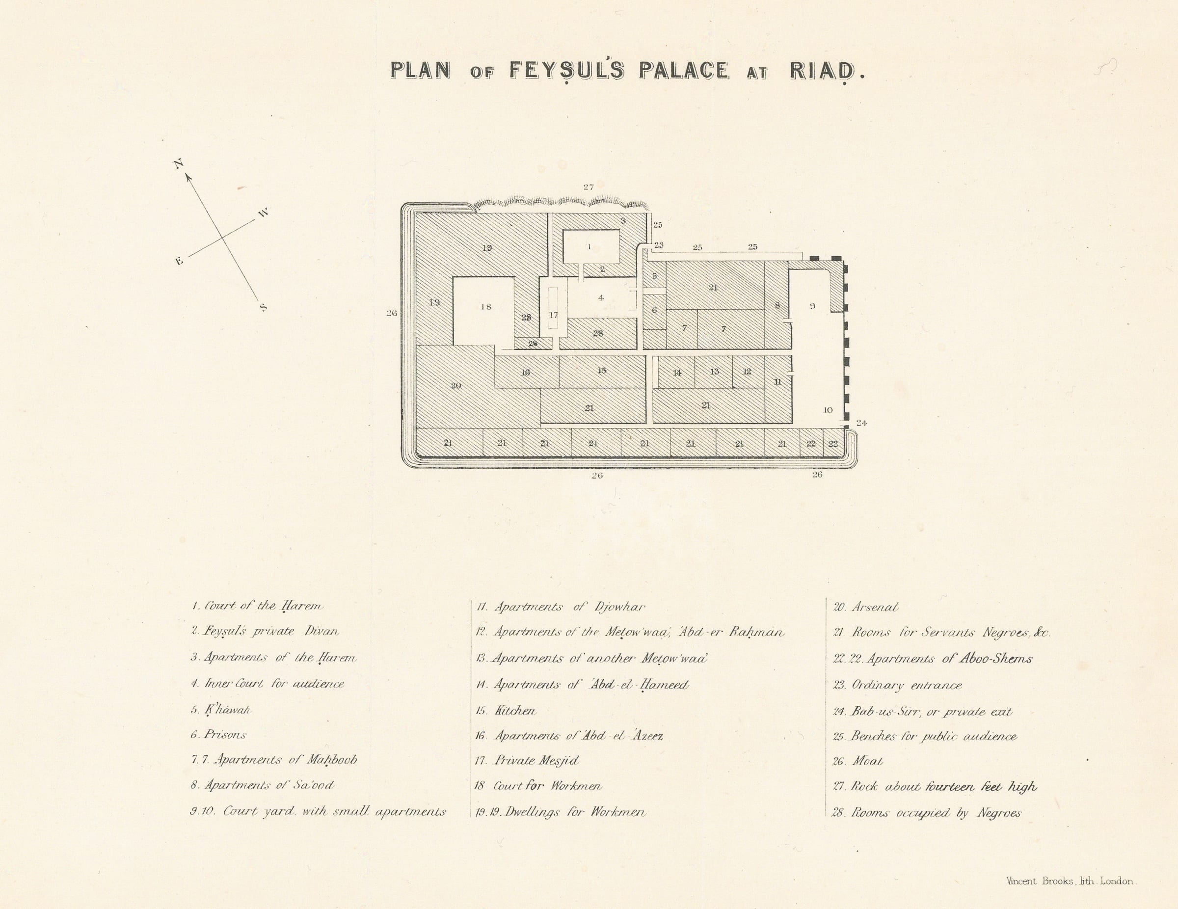 William Gifford Palgrave, Plan of Feysul's Palace in Riyadh , 1866 | The Map House