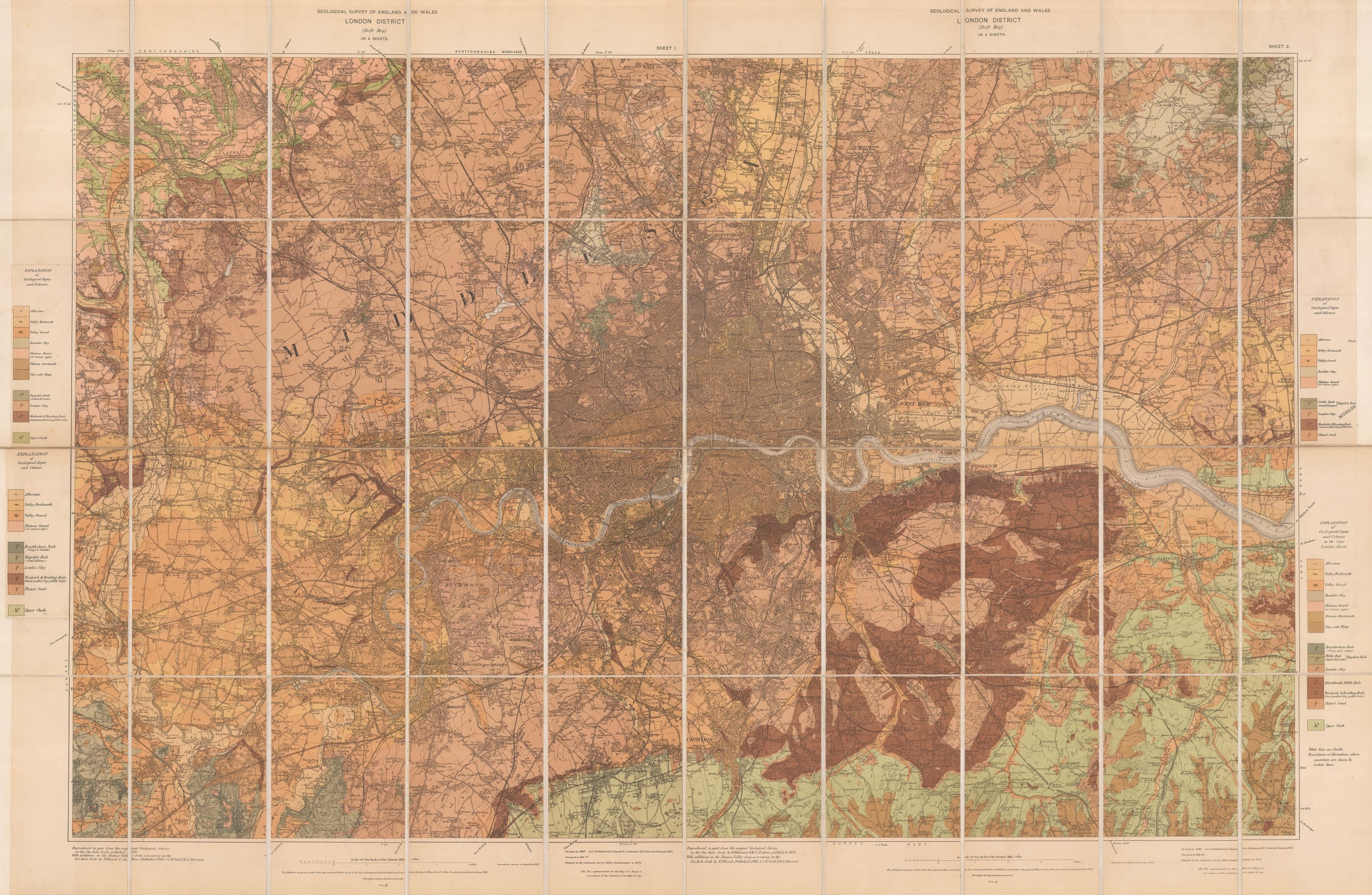Geological Survey, Geological Map of London, 1904 | The Map House