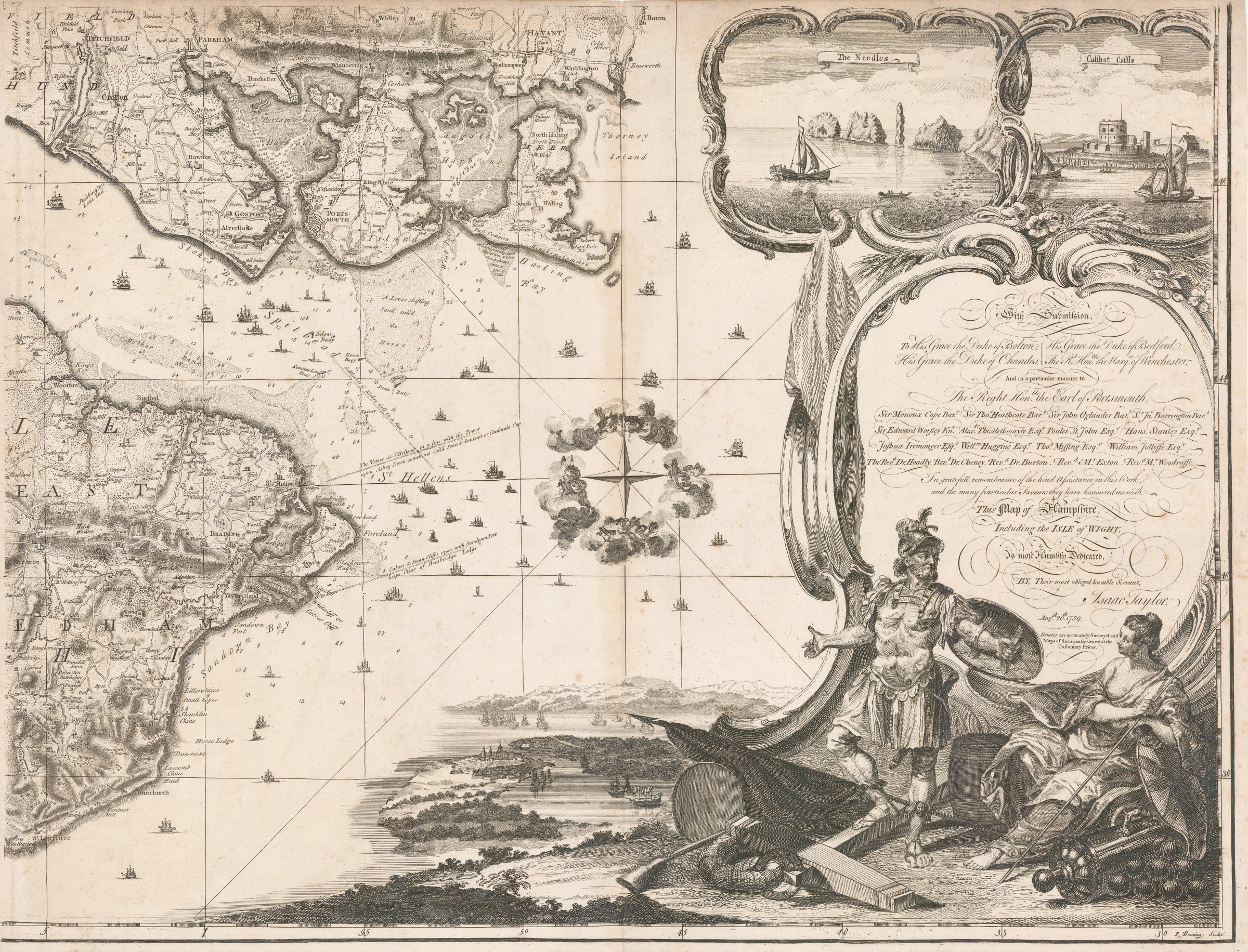 Isaac Taylor, Map of Hampshire including the Isle of Wight, 1759 | The ...