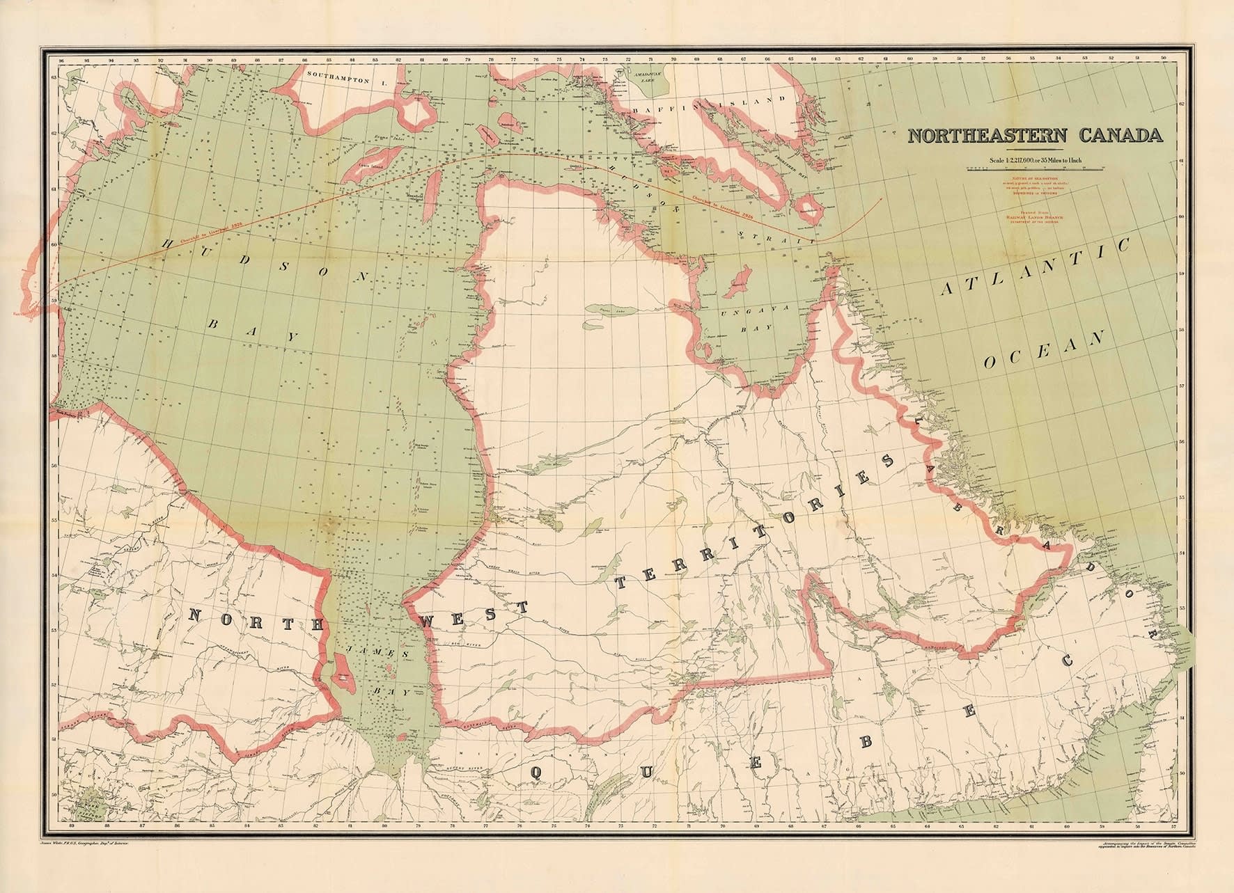 James White, Northern Quebec, Labrador, and Hudson Bay, 1908 | The Map ...